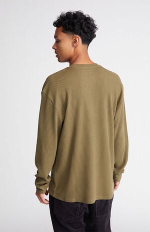 Pacsun Olive Long Sleeve Waffle T-Shirt | PacSun
