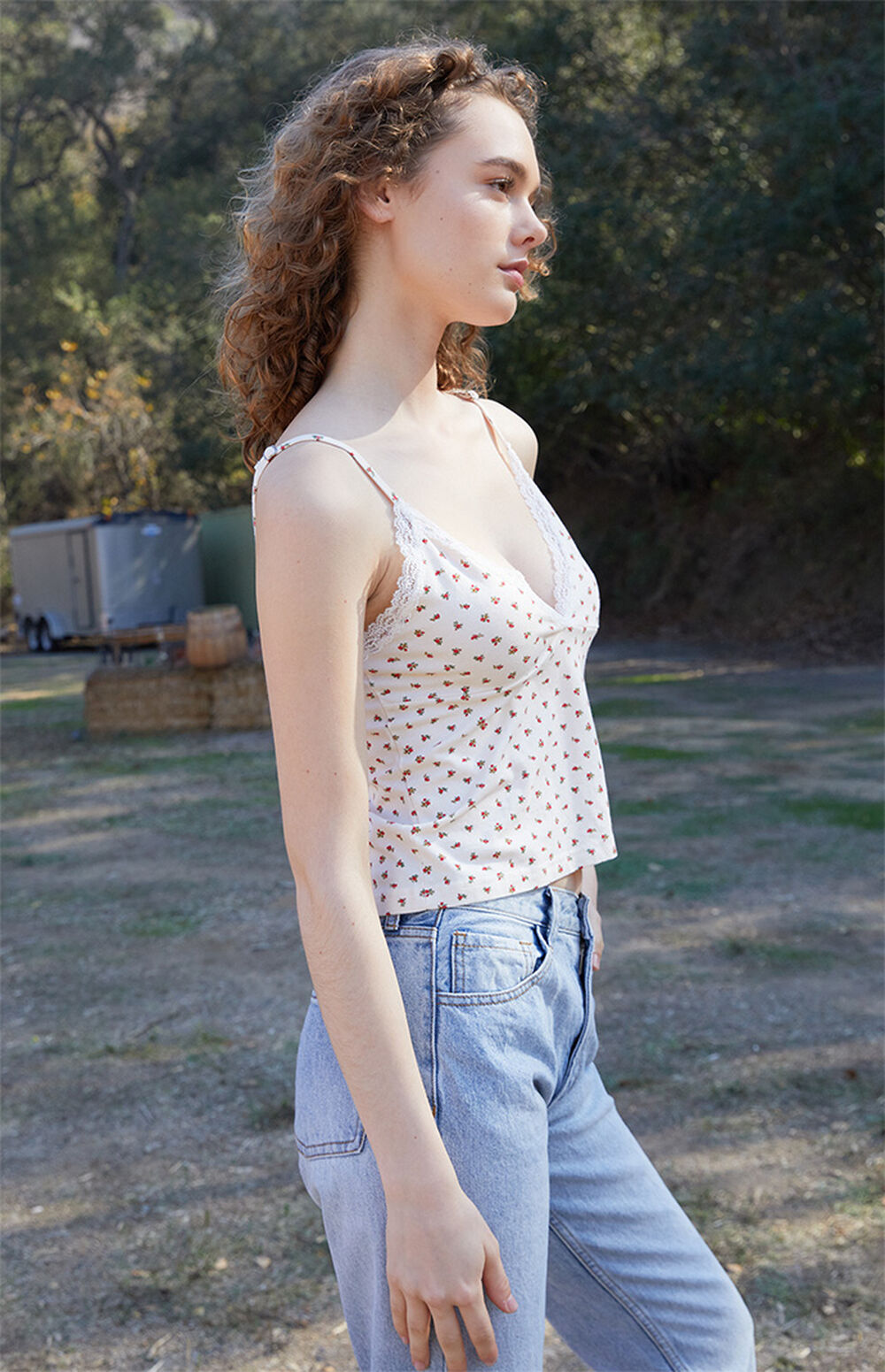 John Galt Amara Lace Heart Tank Top | Pacsun