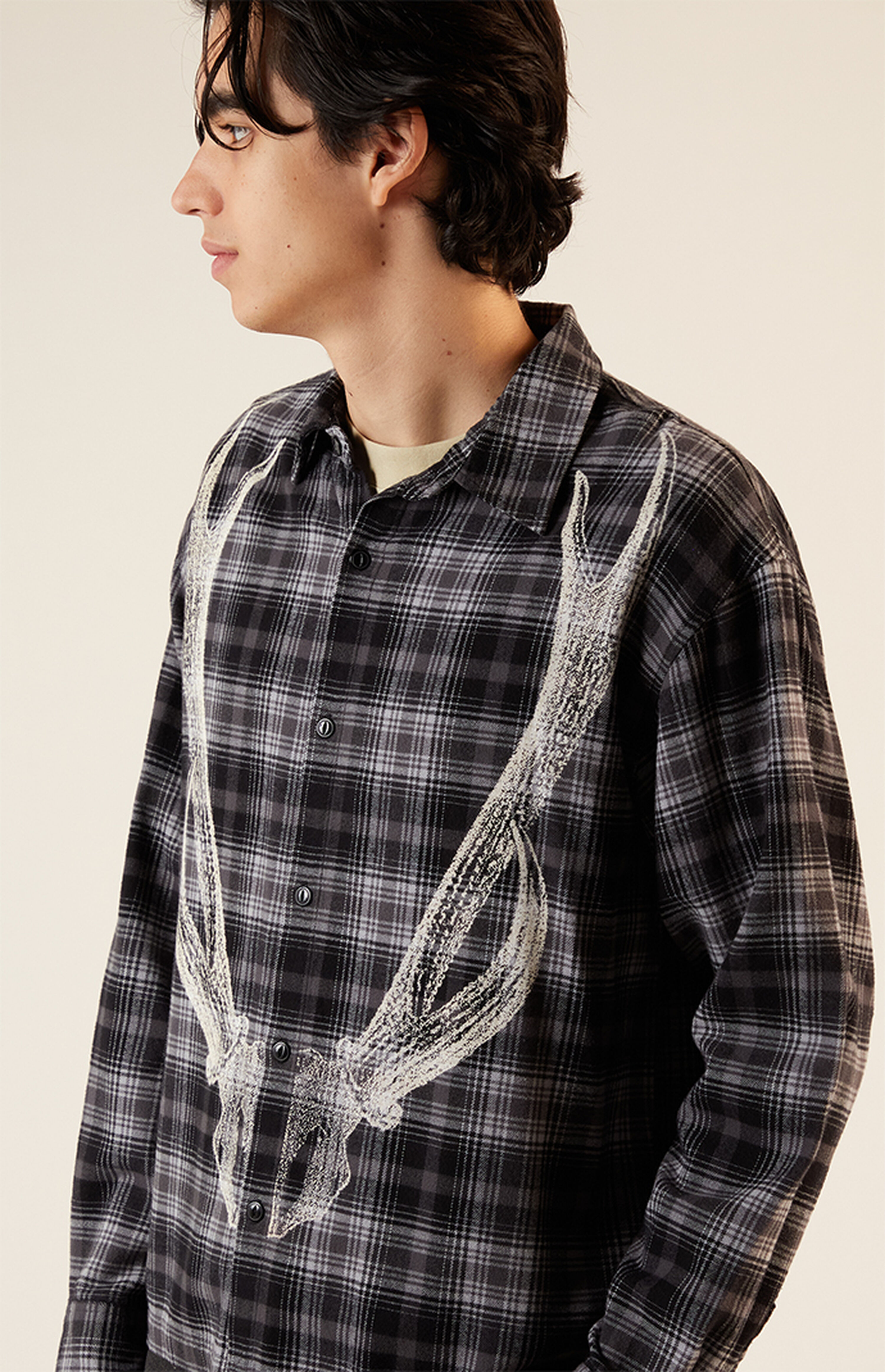 Pacsun Gray Graphic Flannel Shirt | Pacsun