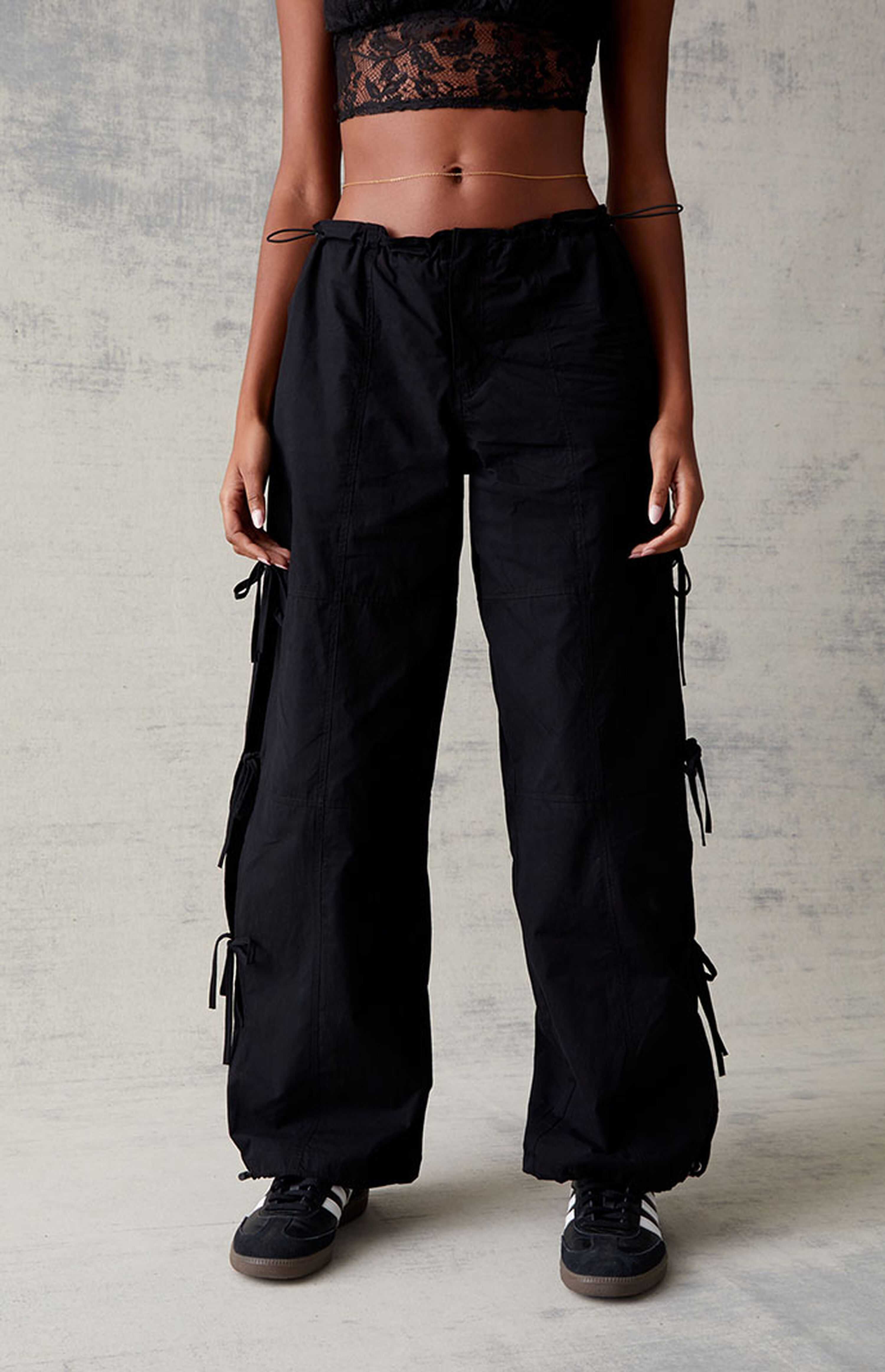 Pacsun Black Tie Side Baggy Pants | PacSun
