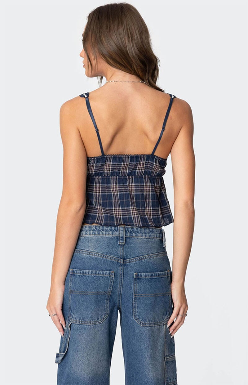 Edikted Plaid Lace Trim Tank Top | Pacsun