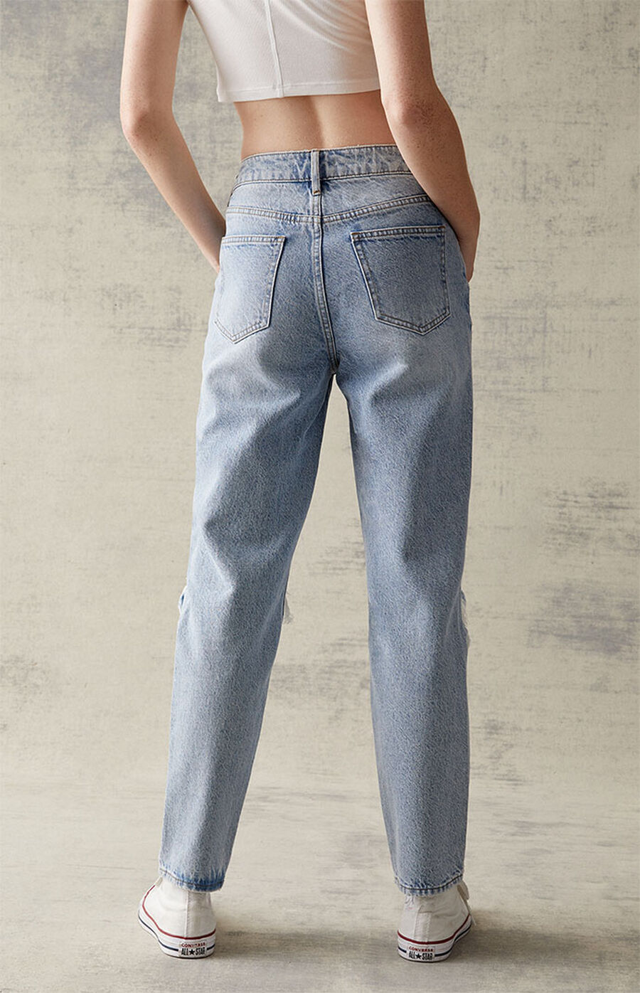 PacSun Eco Light Blue Distressed Mom Jeans | PacSun