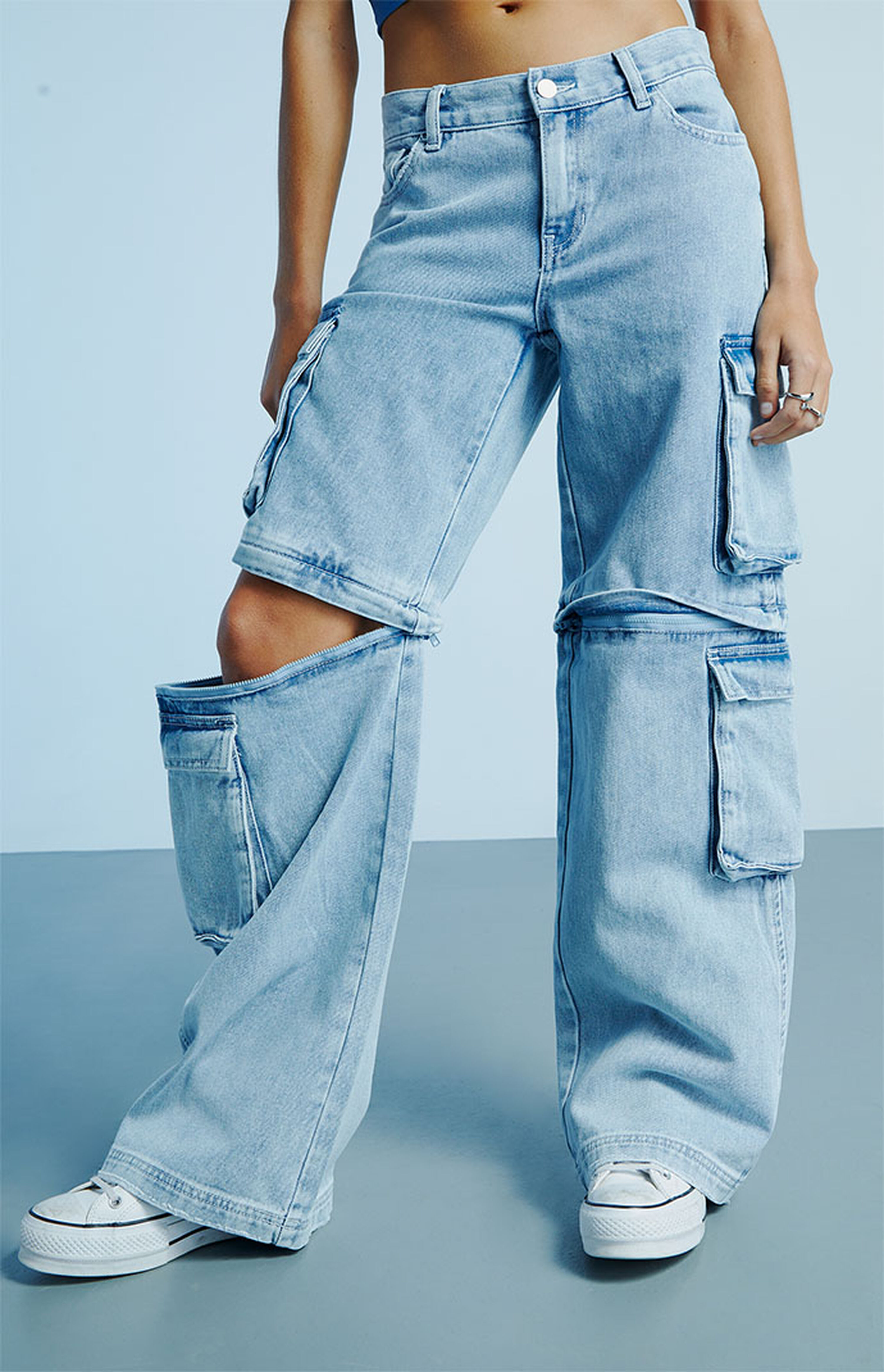 Pacsun Light Blue Zip-Off '90s Baggy Cargo Pants | Pacsun