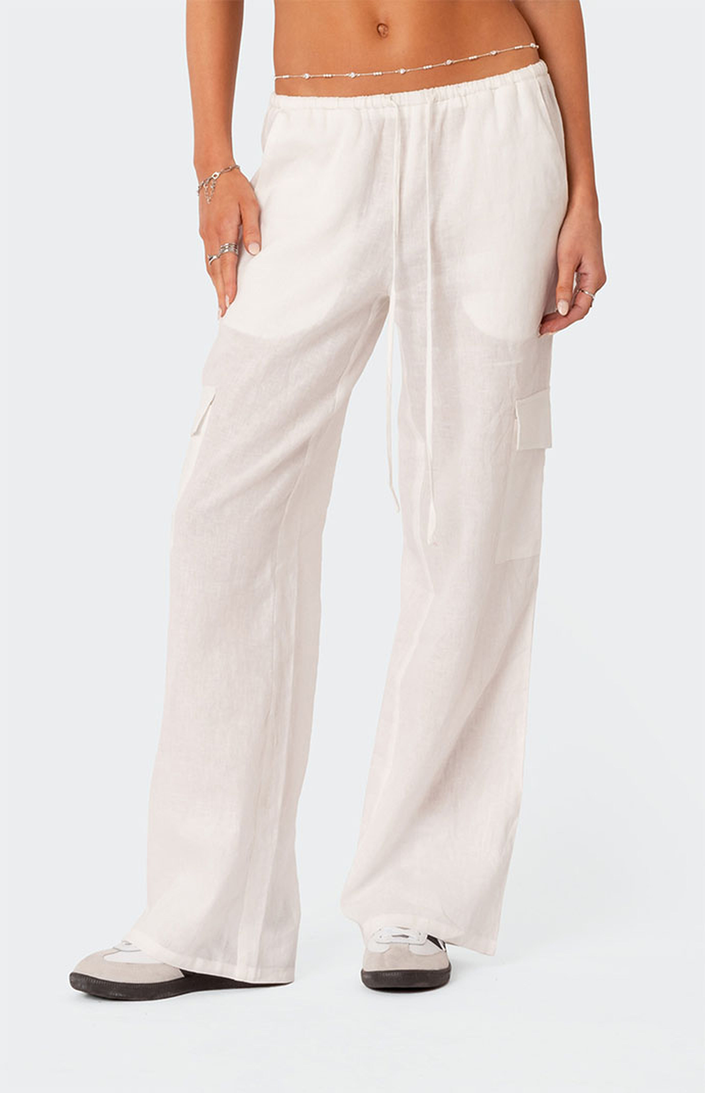 Edikted Lyric Linen Low Rise Cargo Pants | Pacsun