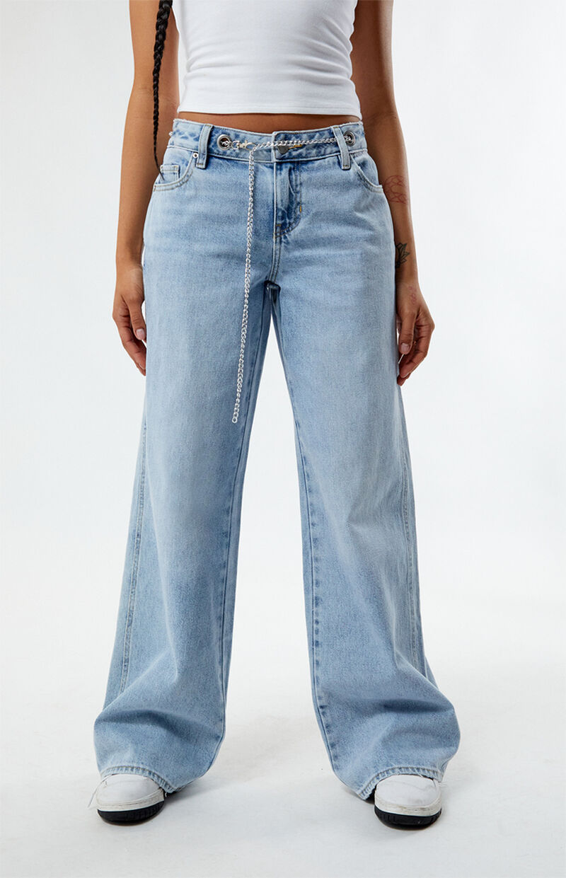 Pacsun Light Indigo Grommet Low Rise Baggy Jeans | PacSun