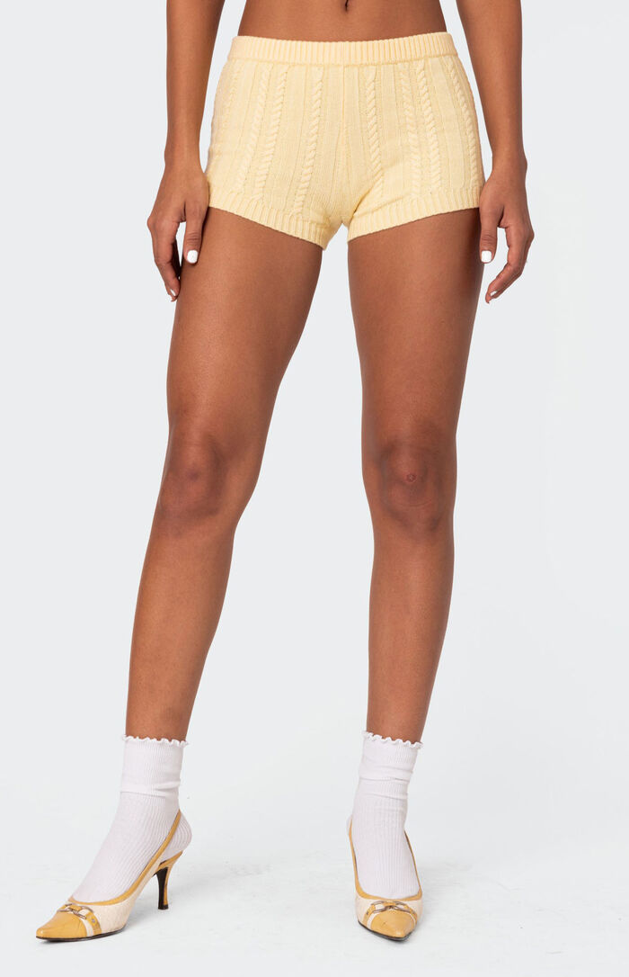 Edikted Raegan Cable Knit Shorts | PacSun