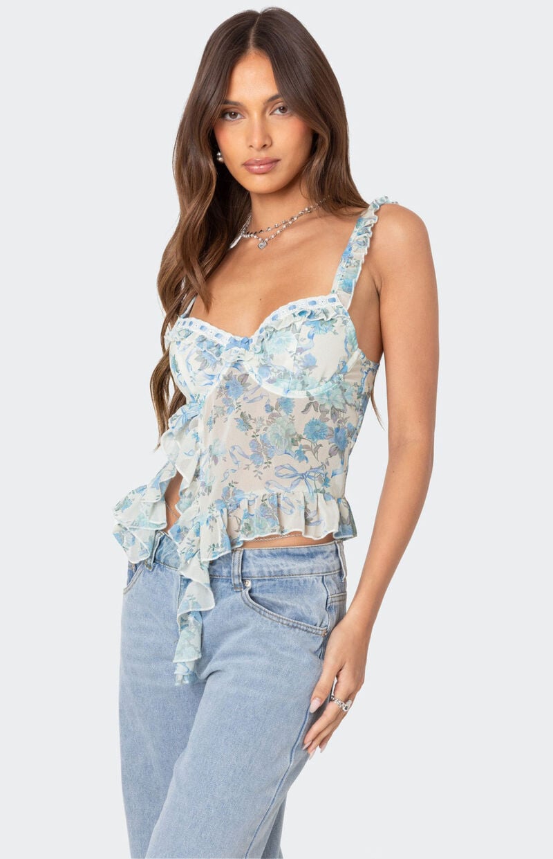Edikted Cascade Ruffled Bra Top | PacSun