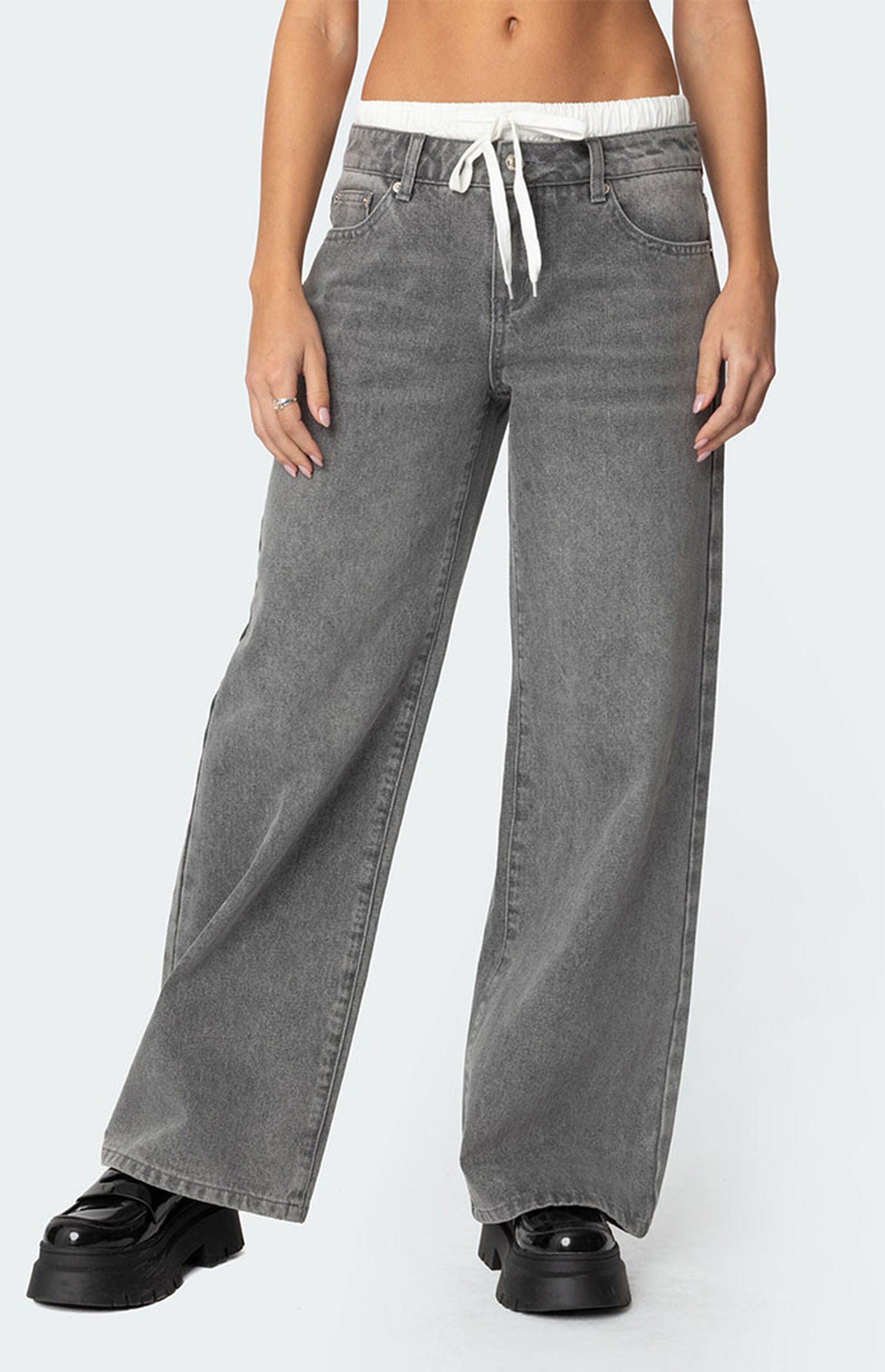 Edikted Drawstring Boxer Detail Jeans | Pacsun