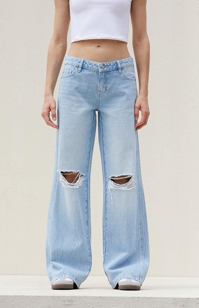 PacSun Light Indigo Ripped Low Rise Baggy Jeans | PacSun PacSun Light Indigo Ripped Low Rise Baggy Jeans | PacSun