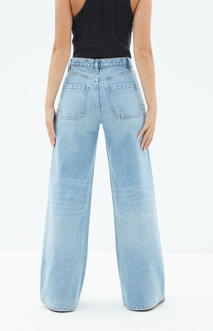 Pacsun Nora Indigo Rhinestone Wide Leg Carpenter Jeans | PacSun