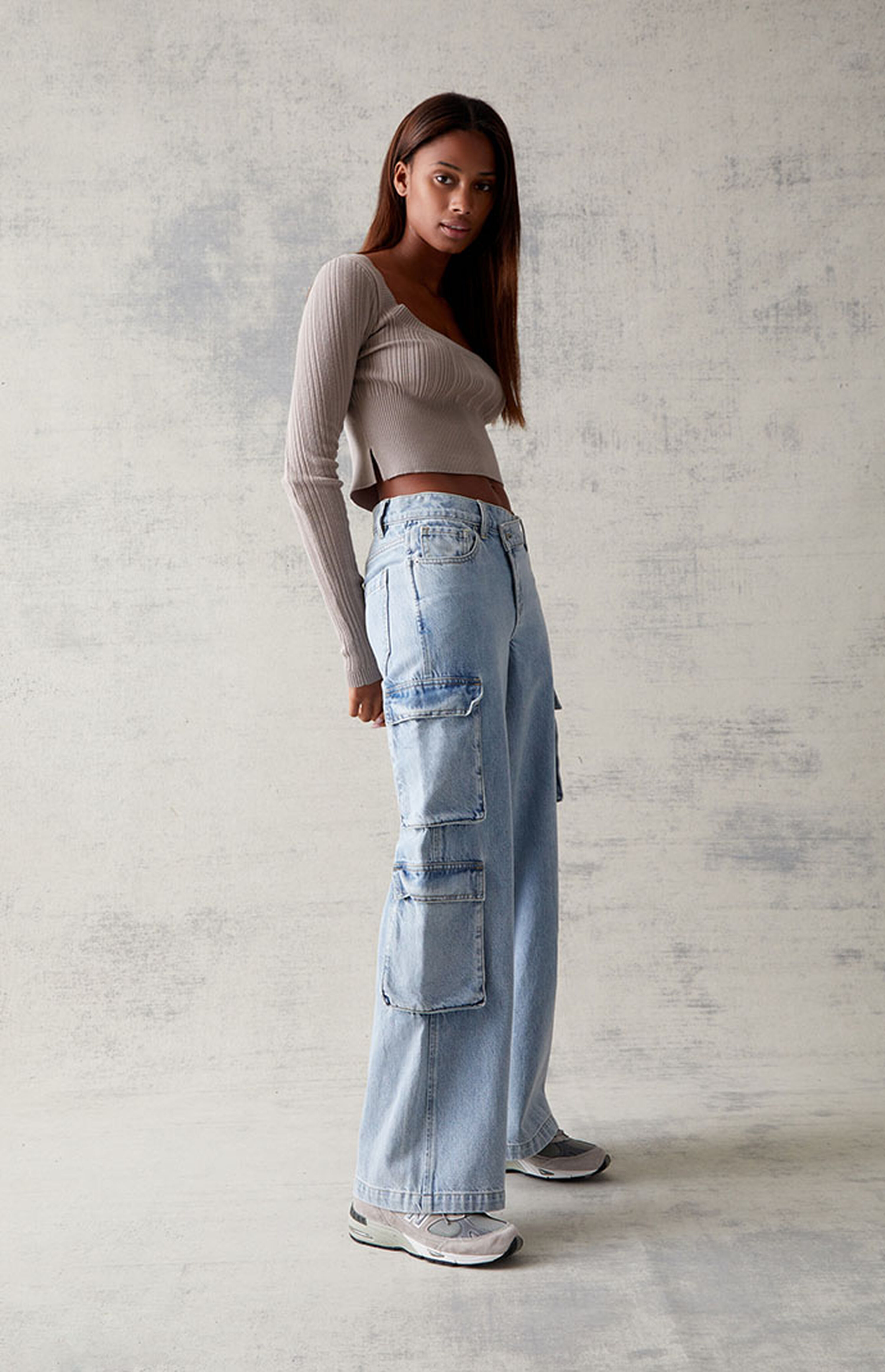 Pacsun Light Blue Asymmetrical '90s Baggy Cargo Pants | Pacsun