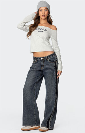 Edikted Aspen Ski Club Off Shoulder Top | PacSun