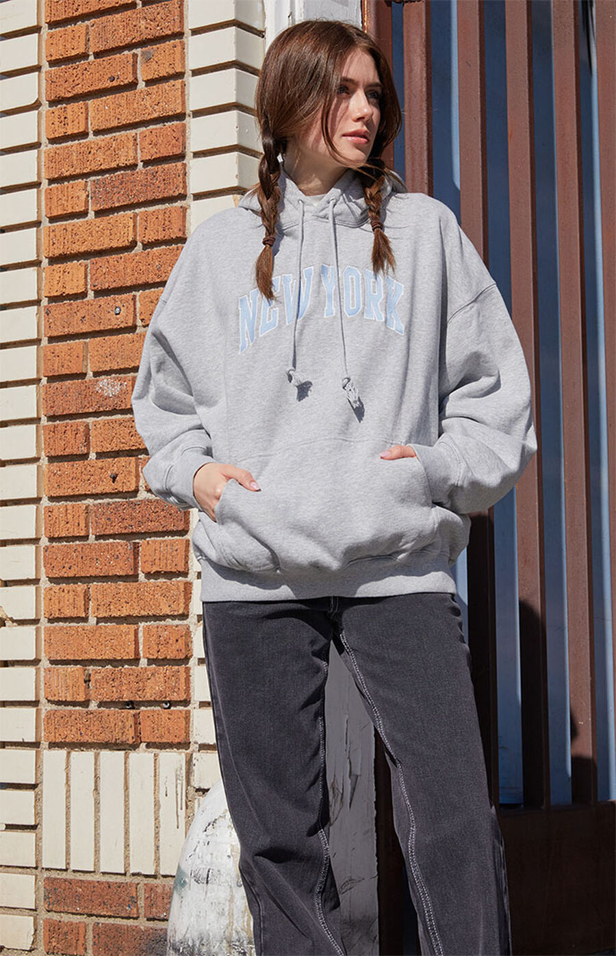 John Galt Heather Grey New York Oversized Hoodie | PacSun
