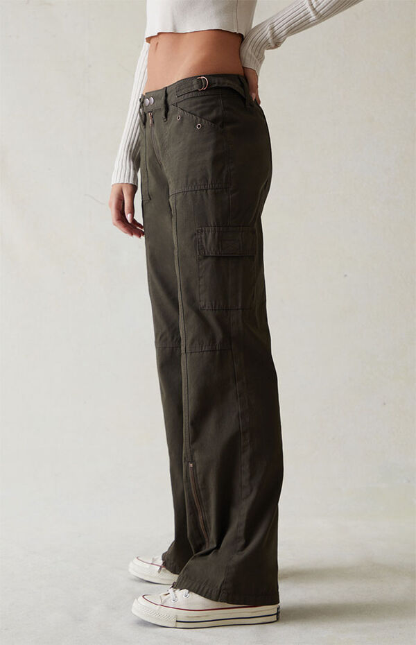 Pacsun Green Low Rise Cargo Flare Pants | PacSun