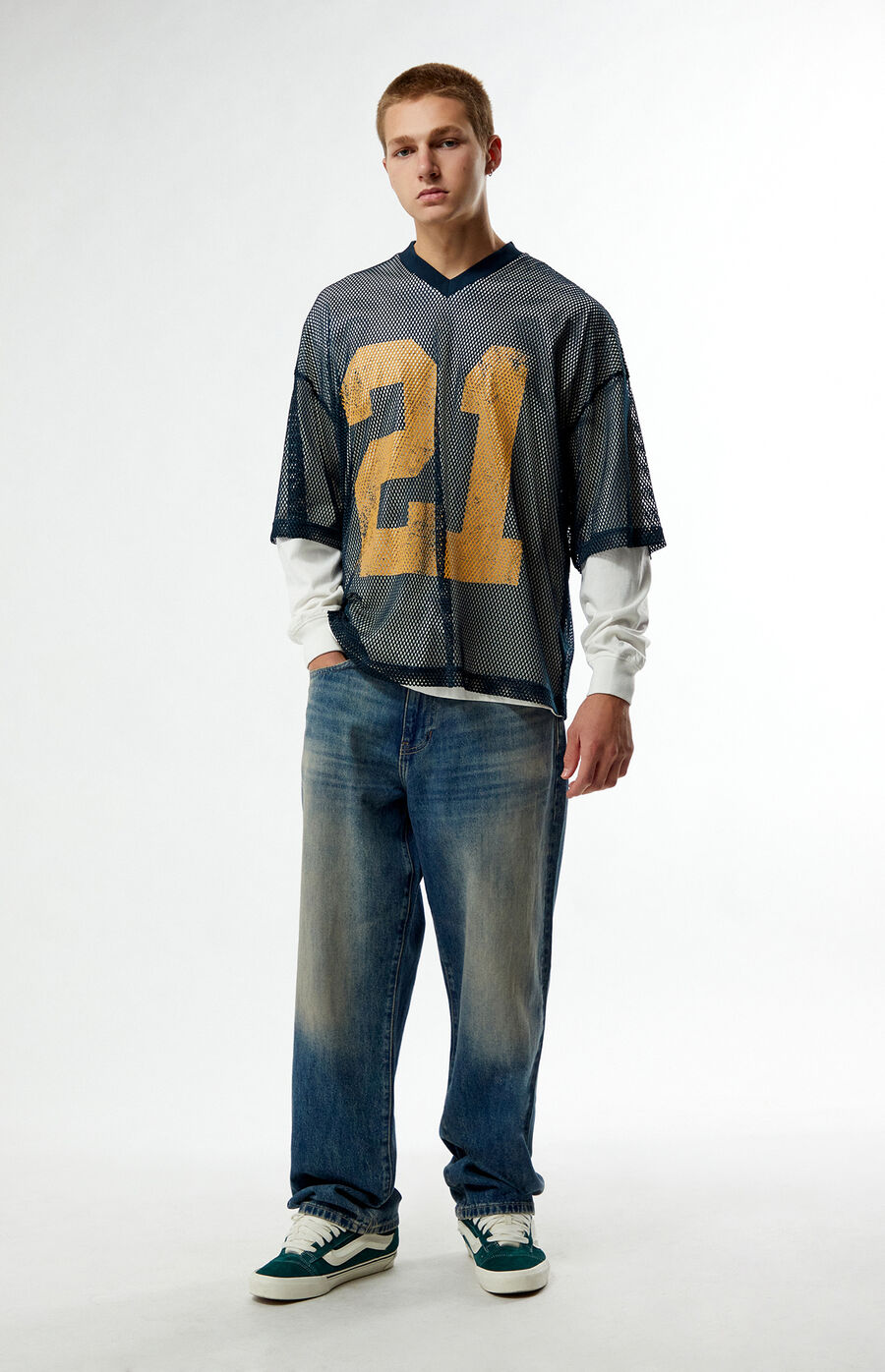 Pacsun 21 Mesh Jersey 2fer Long Sleeve T-Shirt | Pacsun