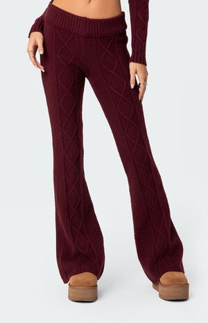 Edikted Ray Cable Knit Flared Pants | PacSun