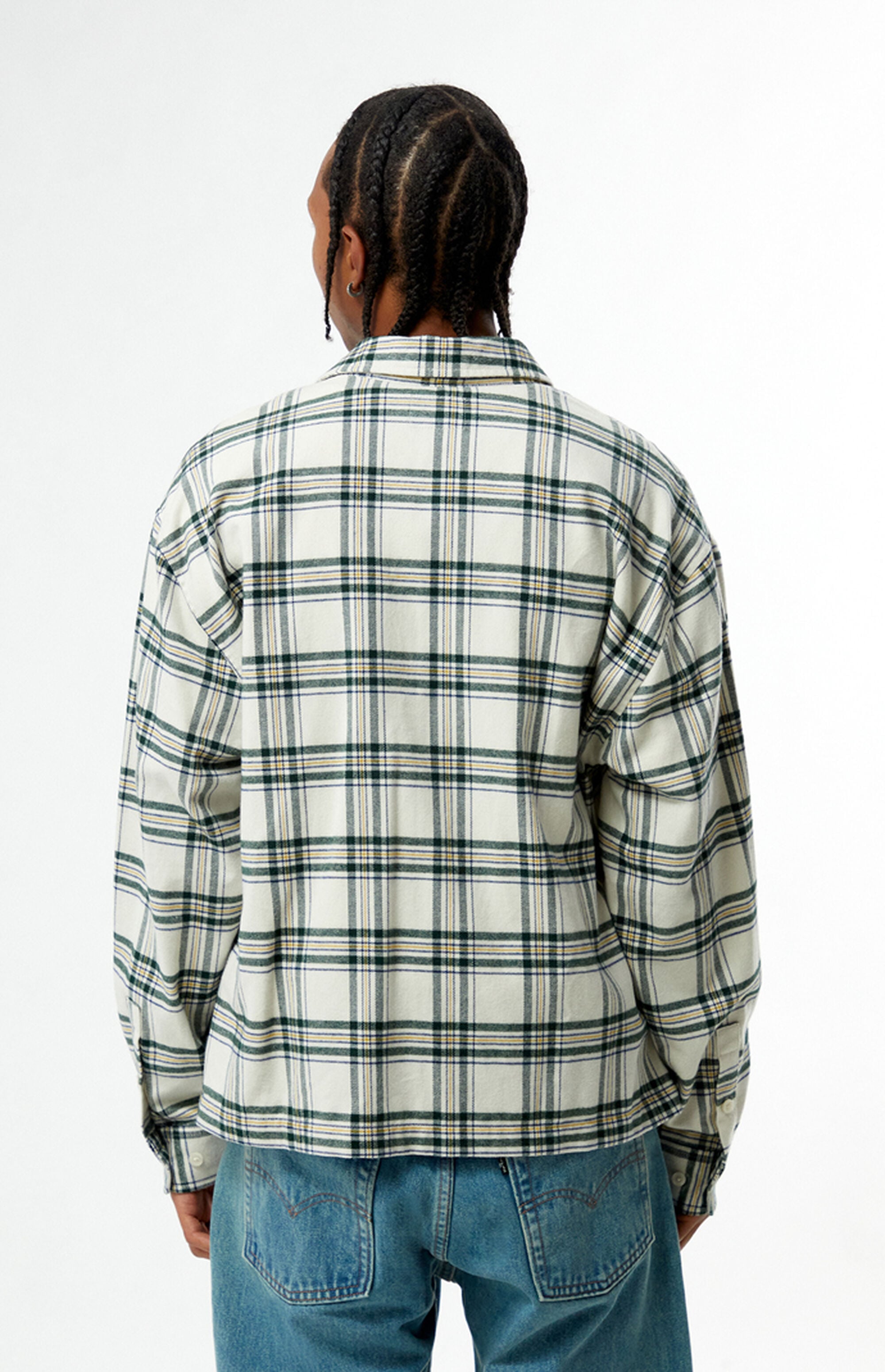 Pacsun White Plaid Long Sleeve Flannel Shirt | Pacsun