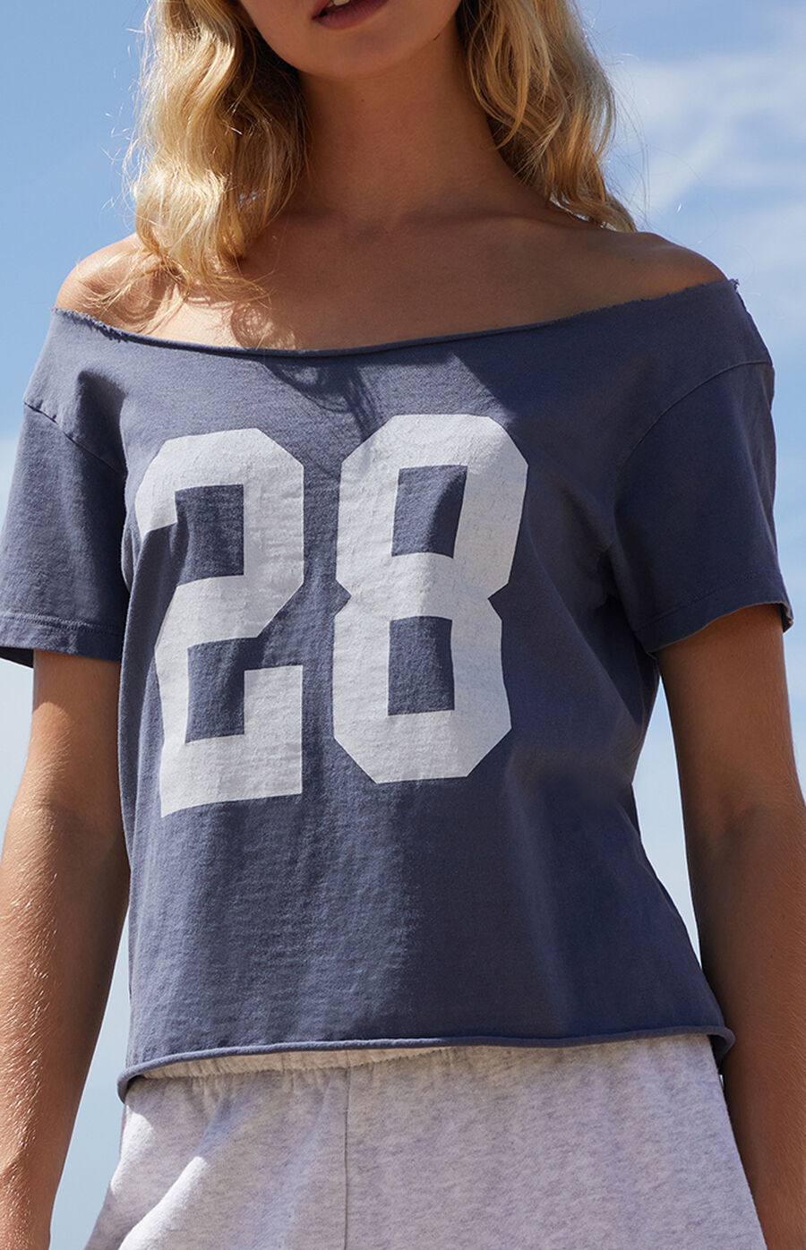John Galt Navy Robyn 28 Short Sleeve Off-The-Shoulder Top | Pacsun