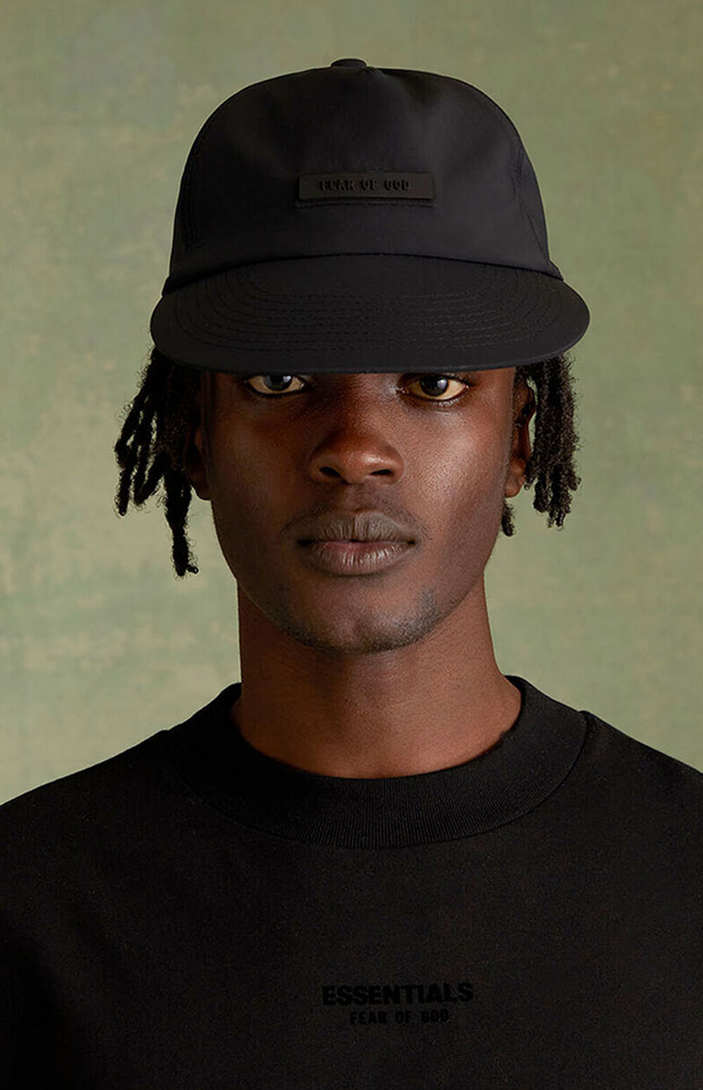 Fear of God Essentials Jet Black Baseball Hat | PacSun
