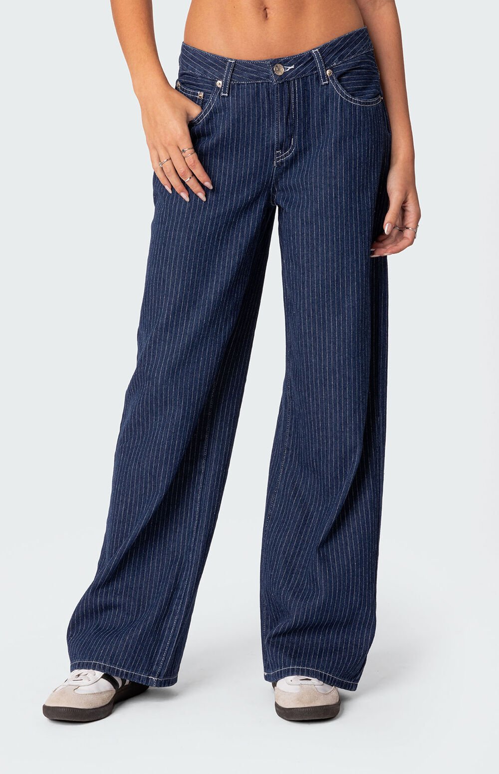 Edikted Pinstripe Low Rise Jeans | PacSun