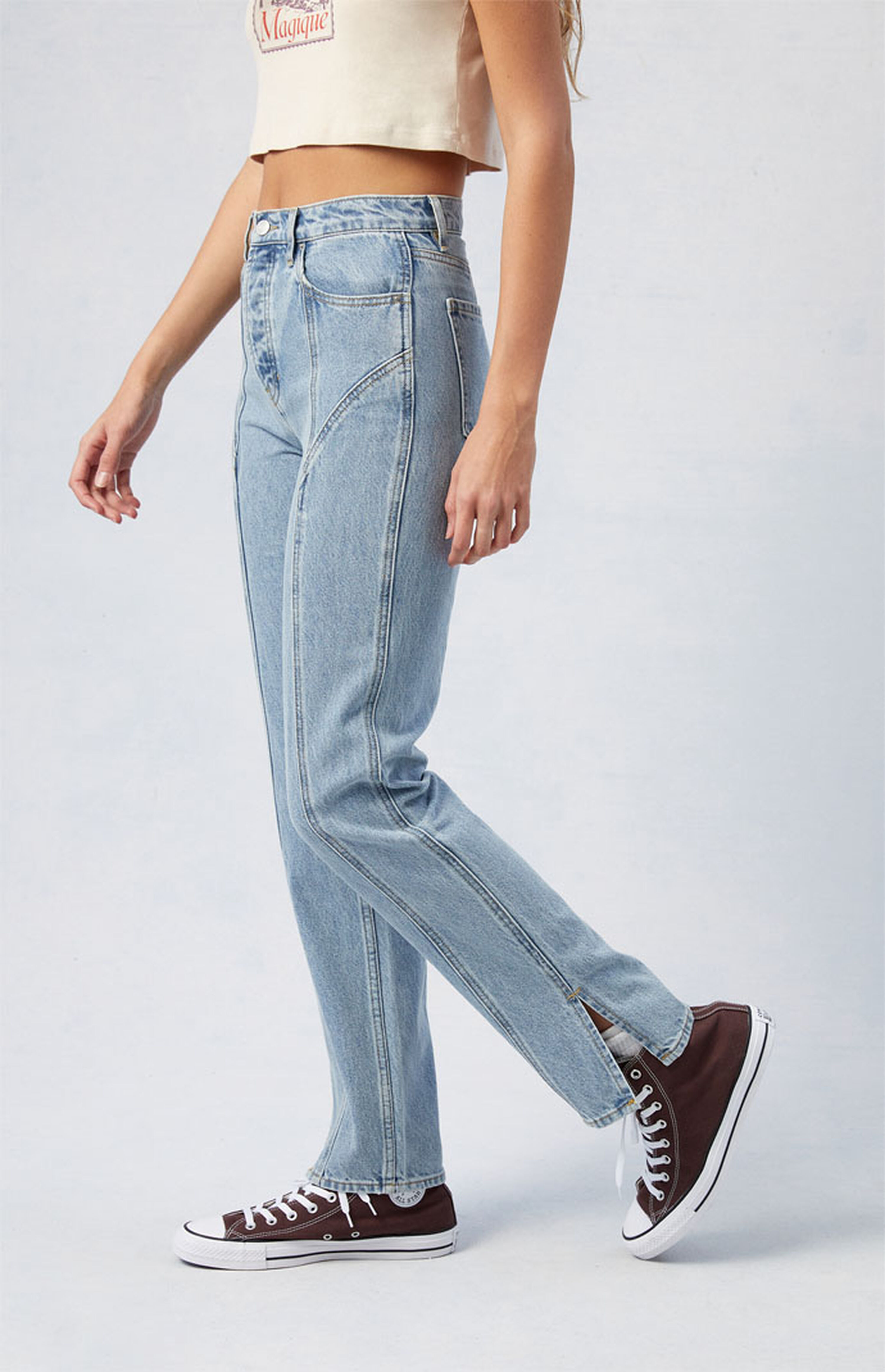 Pacsun Light Indigo Seamed Dad Jeans | Pacsun