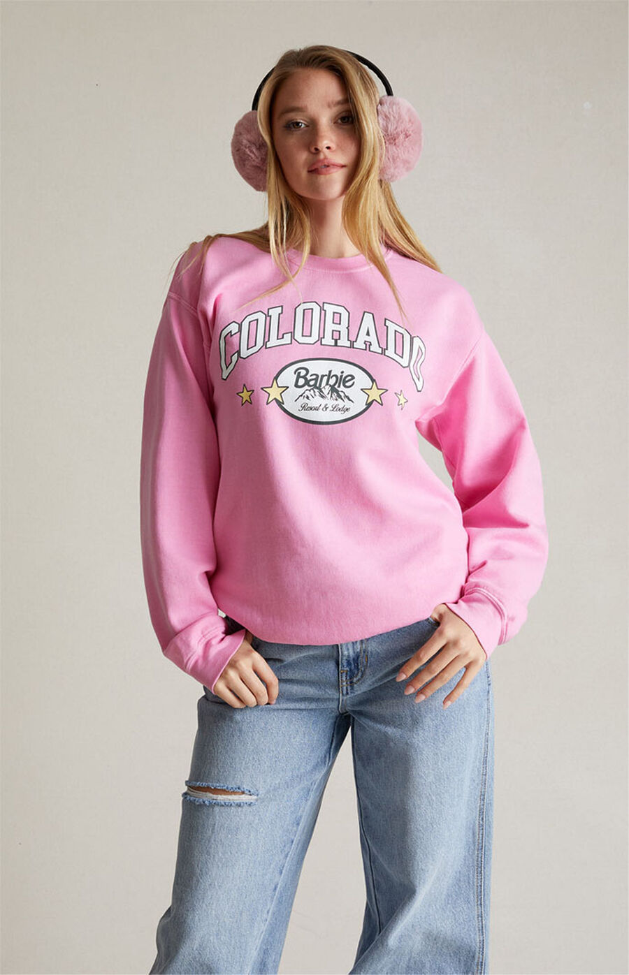 Barbie Colorado Lodge Crew Neck Sweatshirt | Pacsun