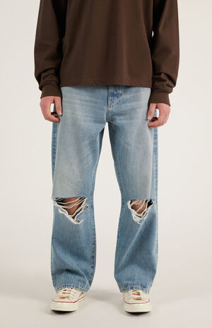 Pacsun Dylan Ripped Knee Baggy Jeans Light Indigo | PacSun