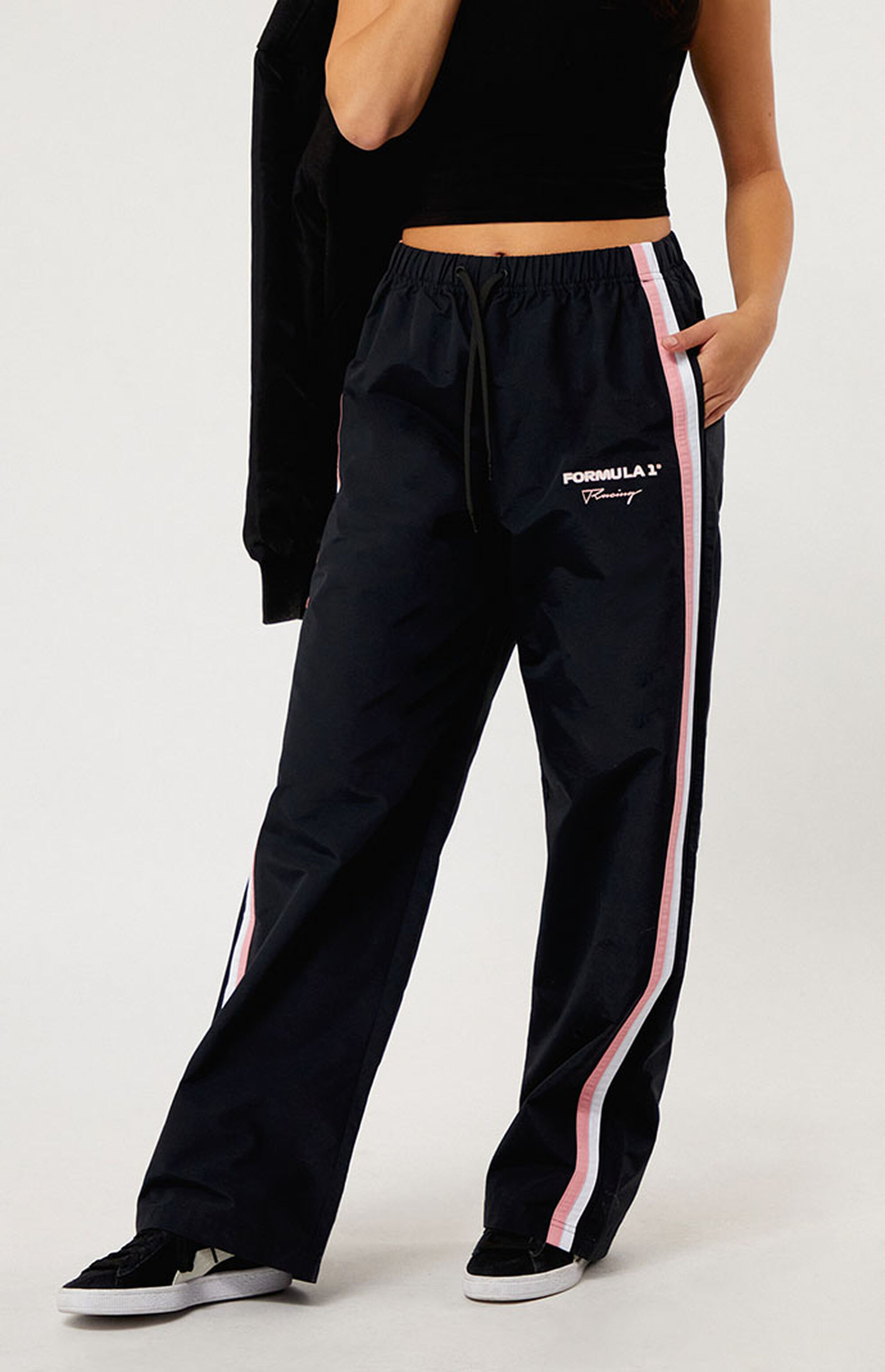 Formula 1 x PacSun Black & Pink Woven Track Pants | PacSun