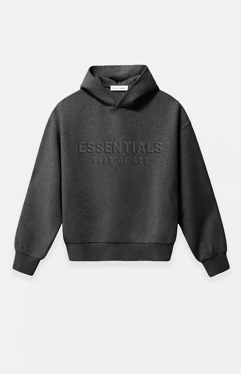 Fear of God ESSENTIALS Charcoal Heather Embossed Classic Hoodie | Pacsun