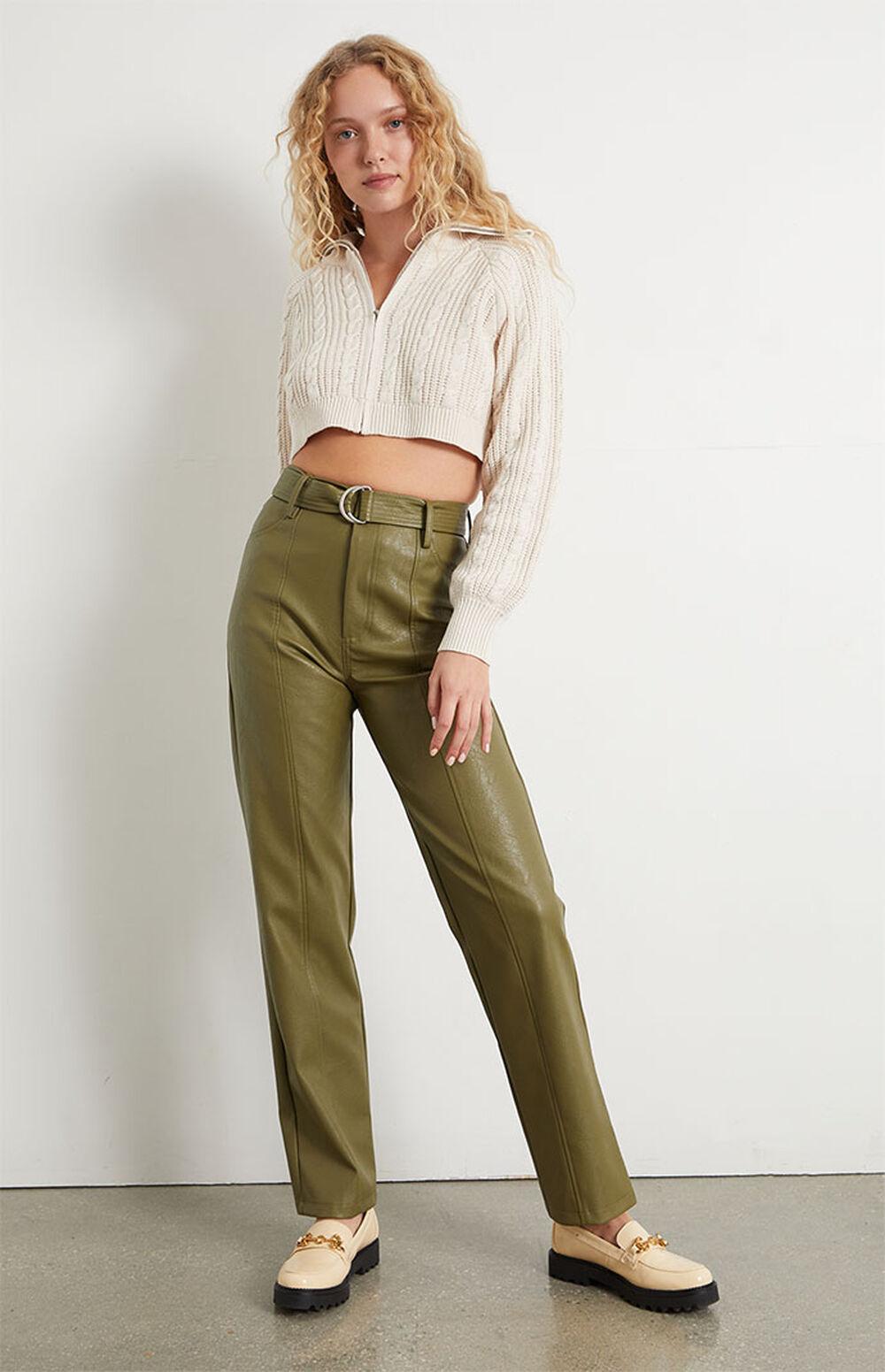 Pacsun Faux Leather Belted '90s Boyfriend Pants | Pacsun