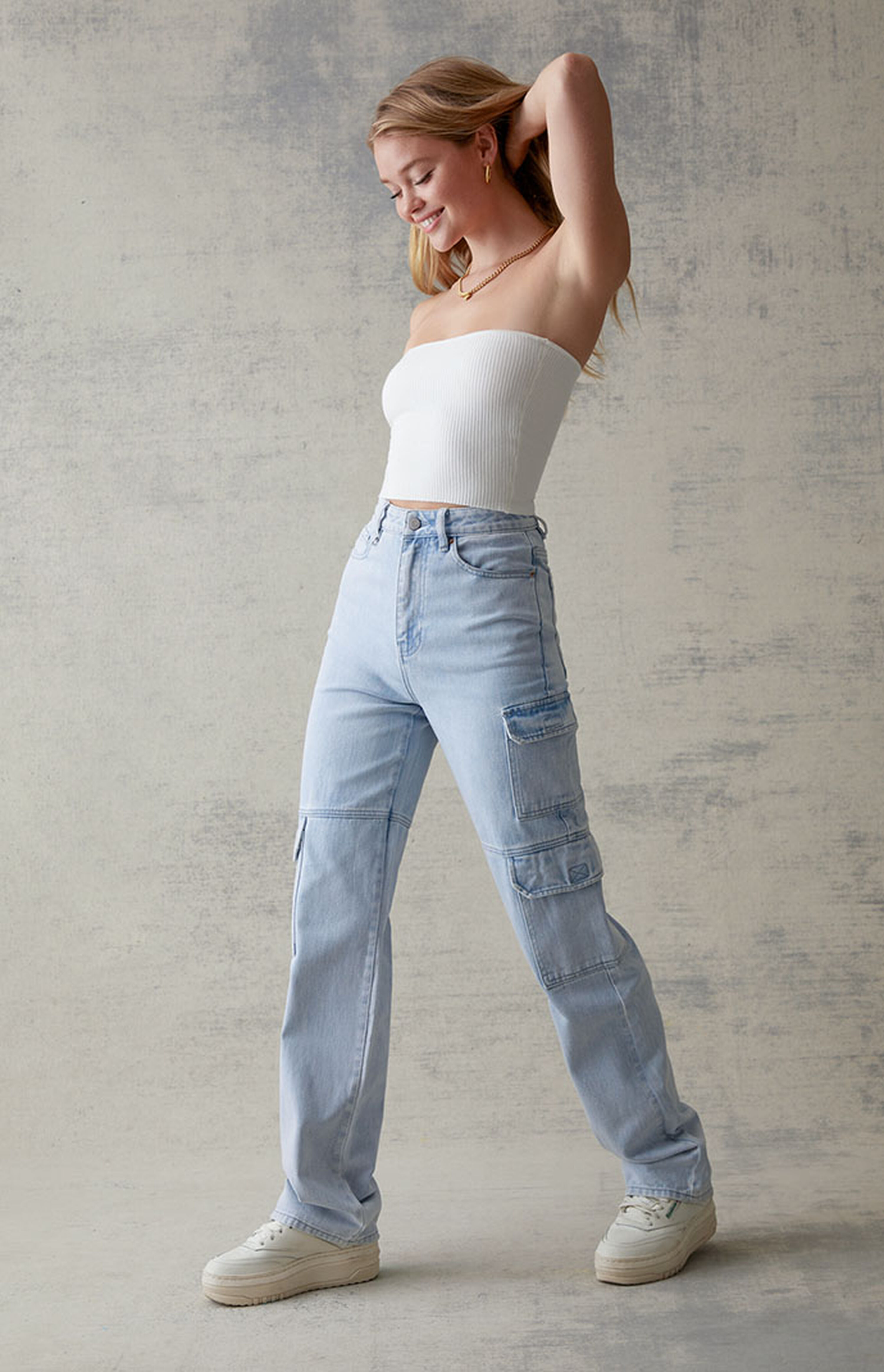 Pacsun Light Blue Cargo '90s Boyfriend Jeans | Pacsun