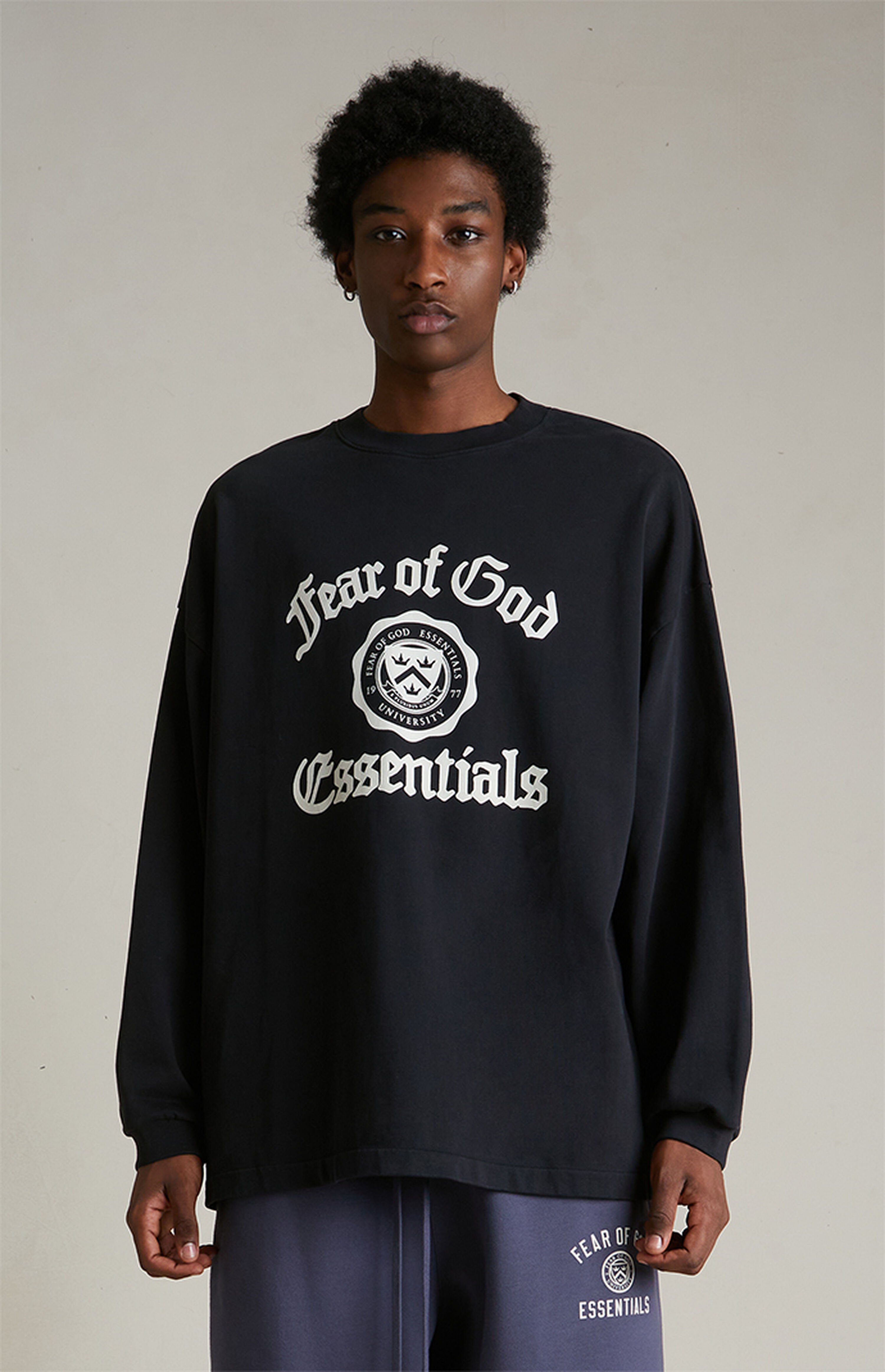 Fear of God ESSENTIALS Black Heavy Long Sleeve T-Shirt | Pacsun