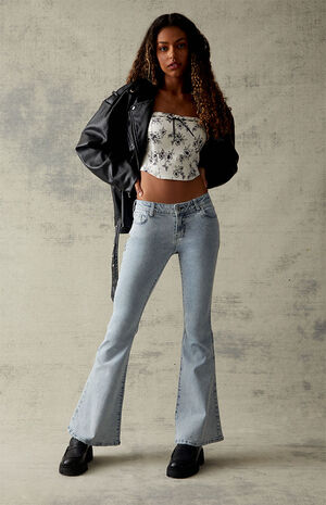 Pacsun Light Blue Stretch Low Rise Flare Jeans | PacSun