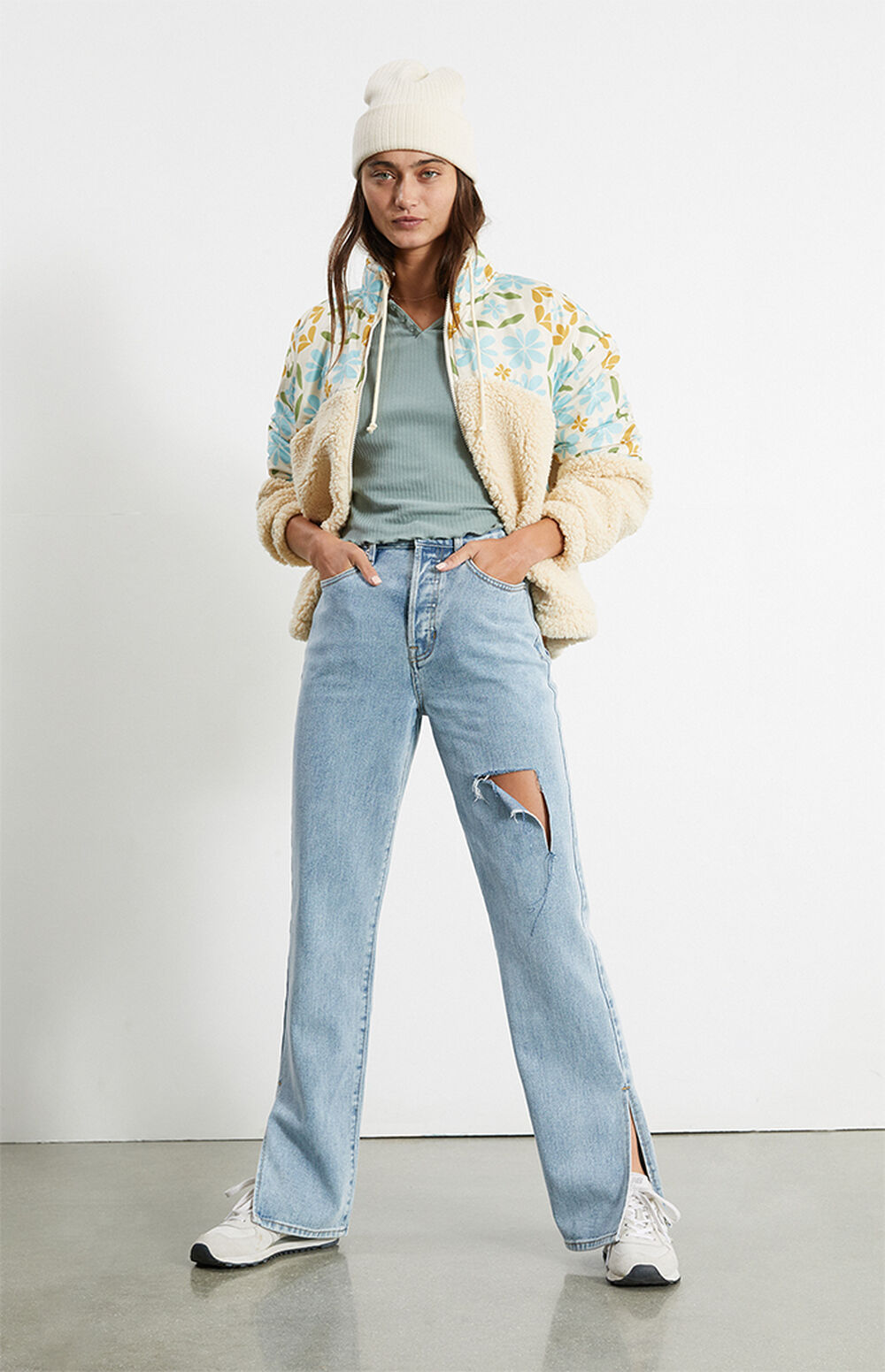 PacSun Light Blue Ripped Split Dad Jeans | PacSun