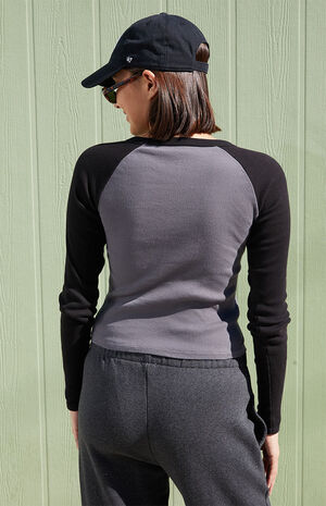 John Galt Grey & Black Bella Long Sleeve Colorblock Top | PacSun