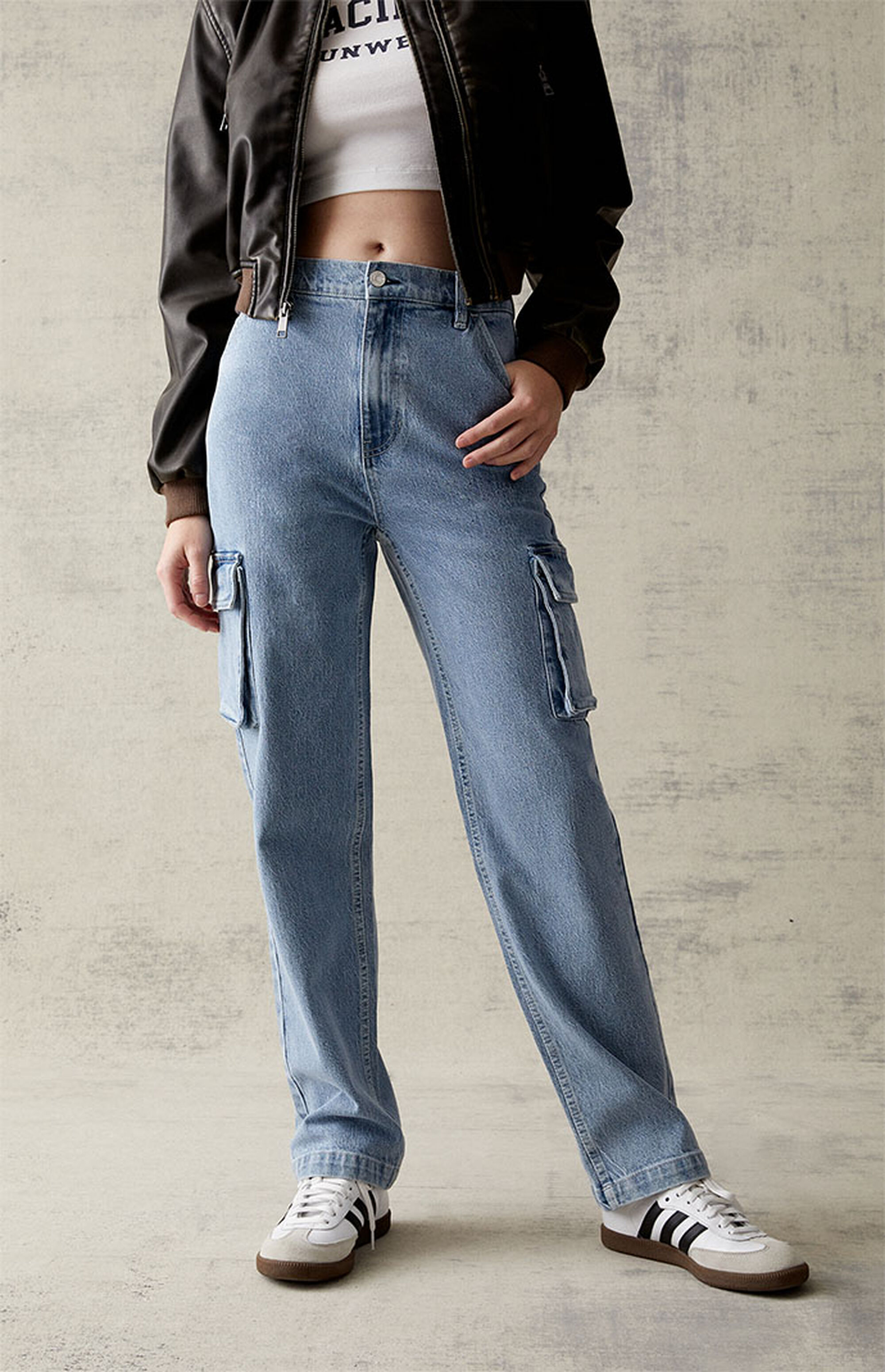 Pacsun Light Blue Cargo Dad Jeans | PacSun