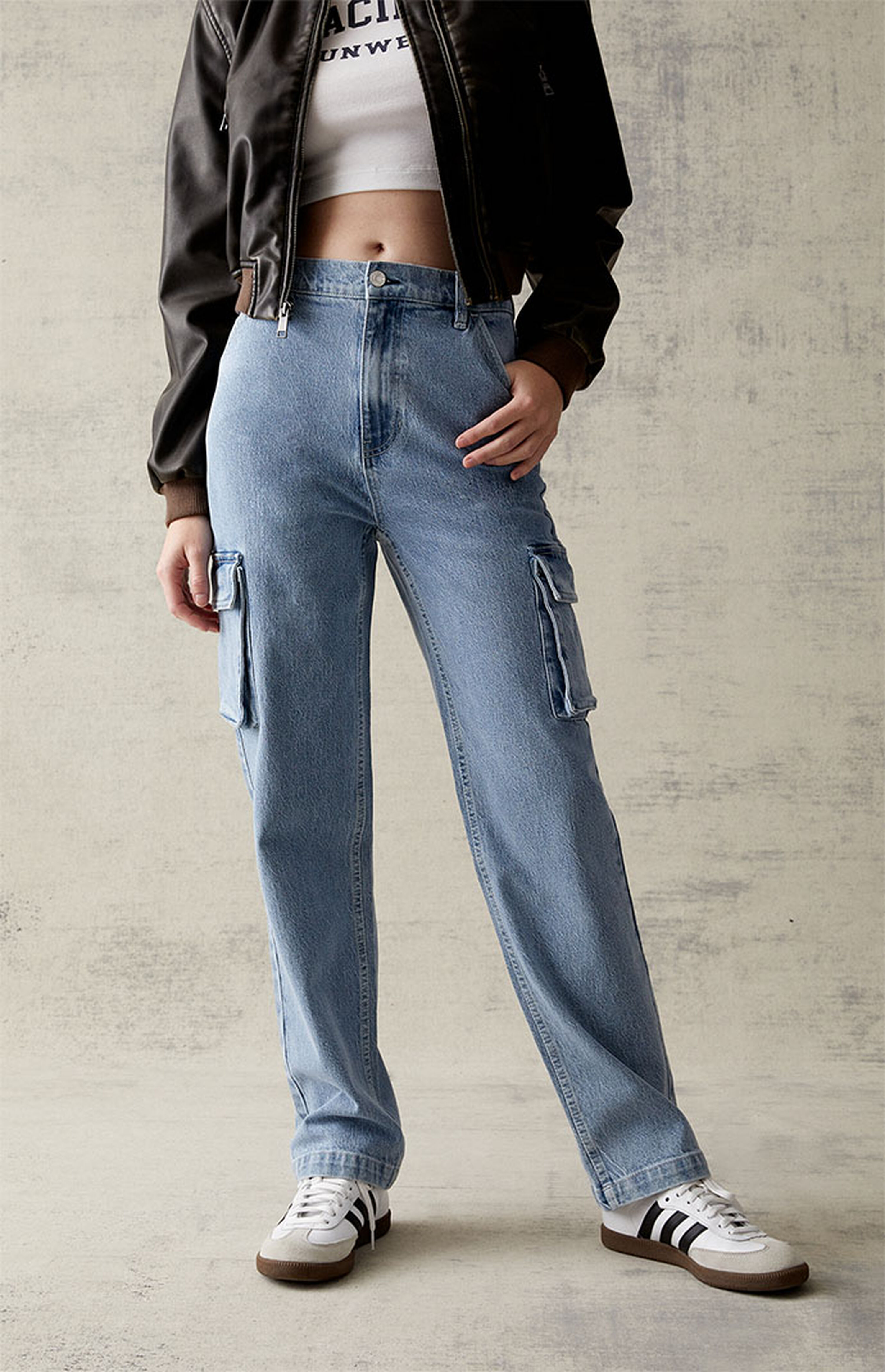 Pacsun Light Blue Cargo Dad Jeans | PacSun