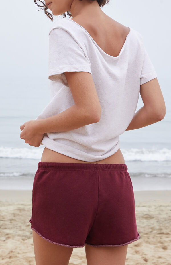 John Galt Burgundy Marcie Sweat Shorts | Pacsun