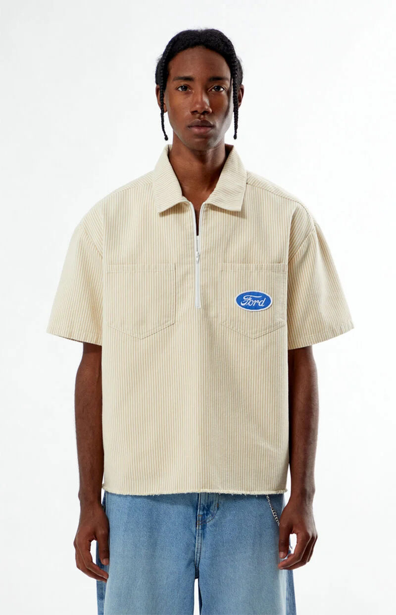 FORD Striped Quarter-Zip Shirt | Pacsun