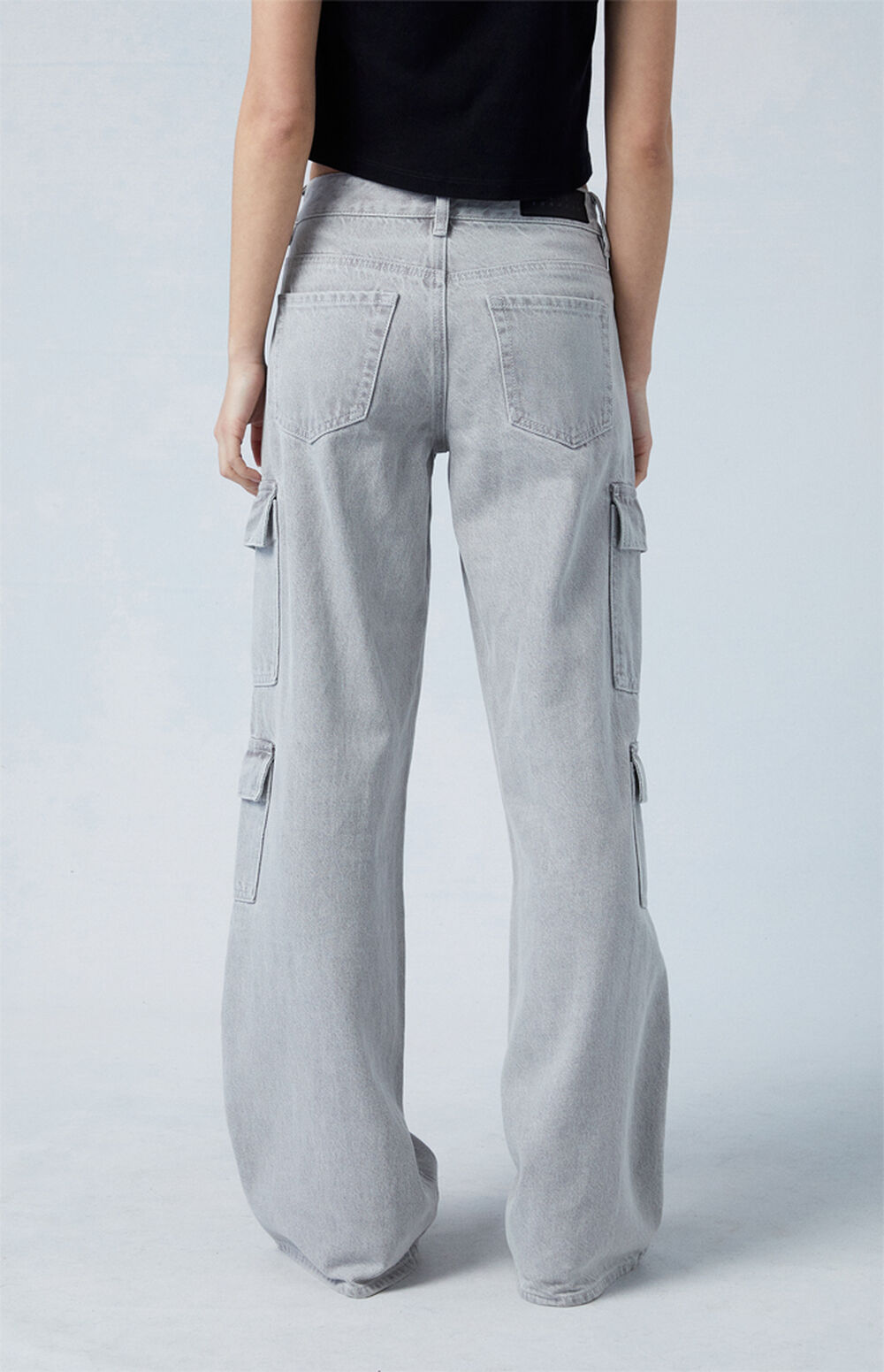 Pacsun Eco Light Gray Low Rise Baggy Cargo Jeans PacSun Pacsun Eco Light Gray Low Rise Baggy Cargo Jeans PacSun