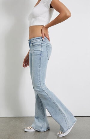 Pacsun Light Blue Rhinestone Low Rise Flare Jeans | PacSun