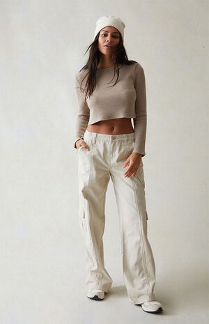 Pacsun Off White Low Rise Puddle Pants | PacSun