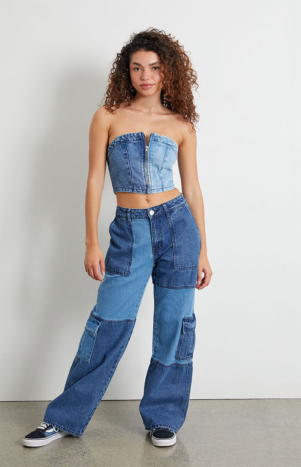 Another Girl Eco Two-Tone Denim Bandeau Top | PacSun