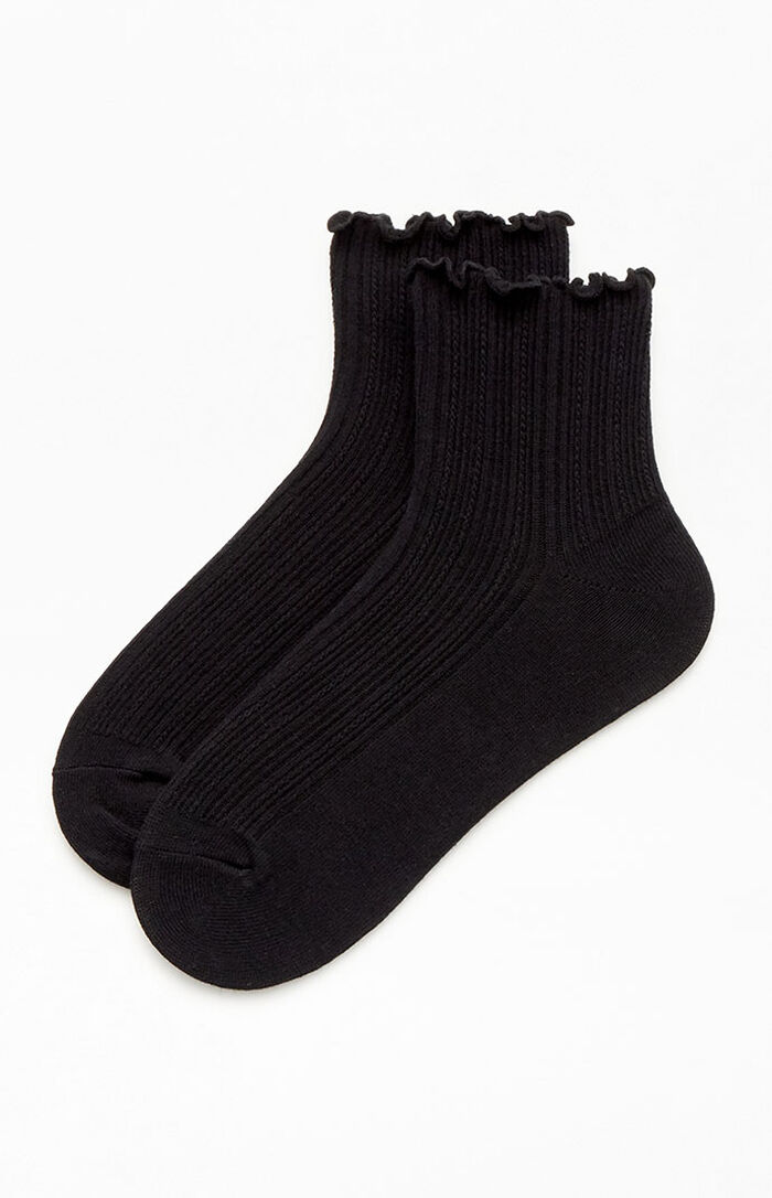 John Galt Black Ruffle Ankle Socks | Pacsun