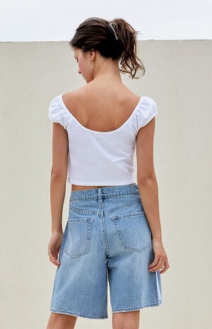 Pacsun Light Indigo Side Stripe Baggy Jorts | PacSun