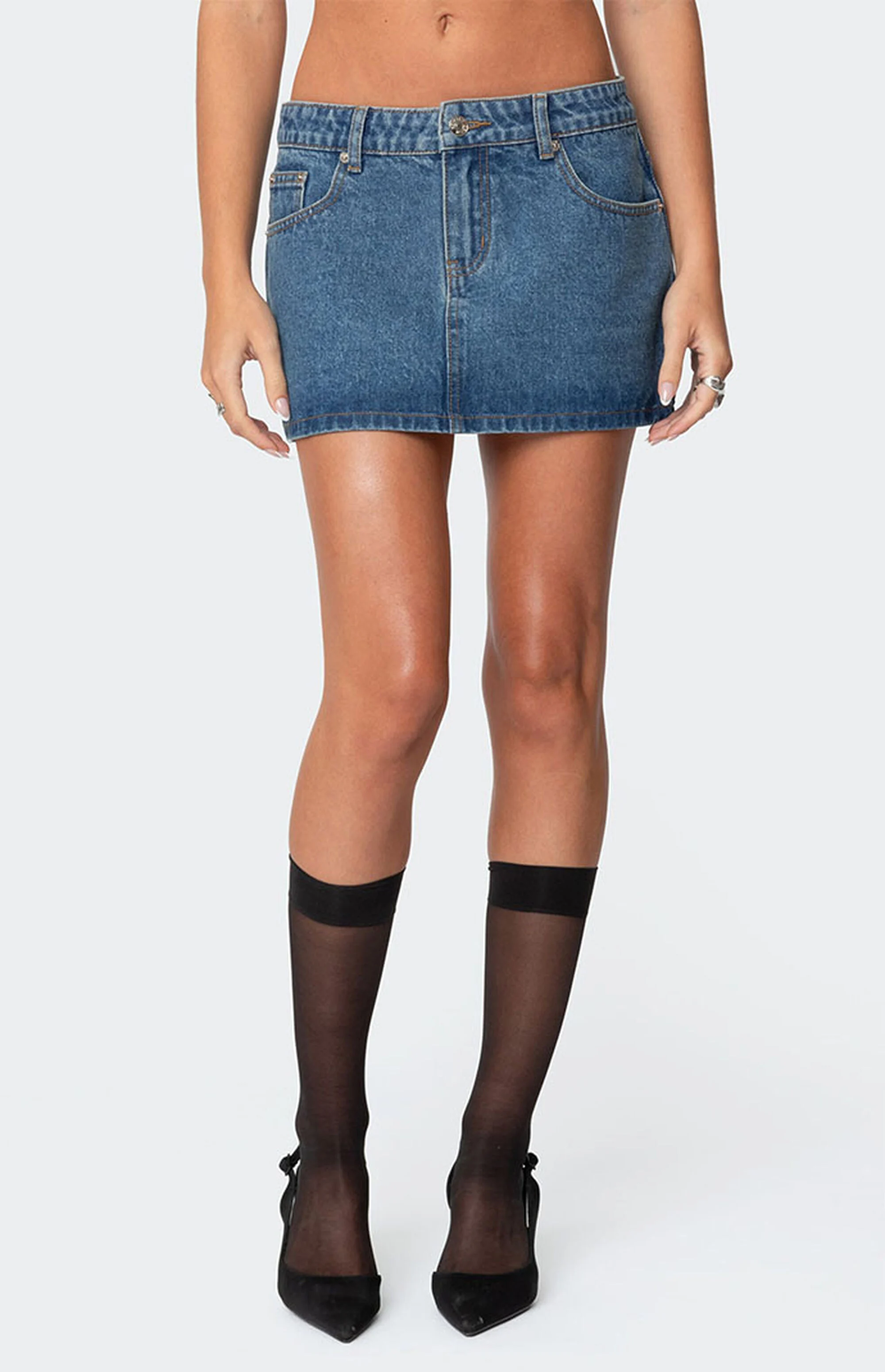 Edikted Chiara Denim Micro Skirt Pacsun