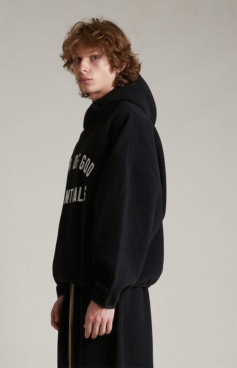 Fear of God Essentials Black Brushed Yarn Hoodie | PacSun