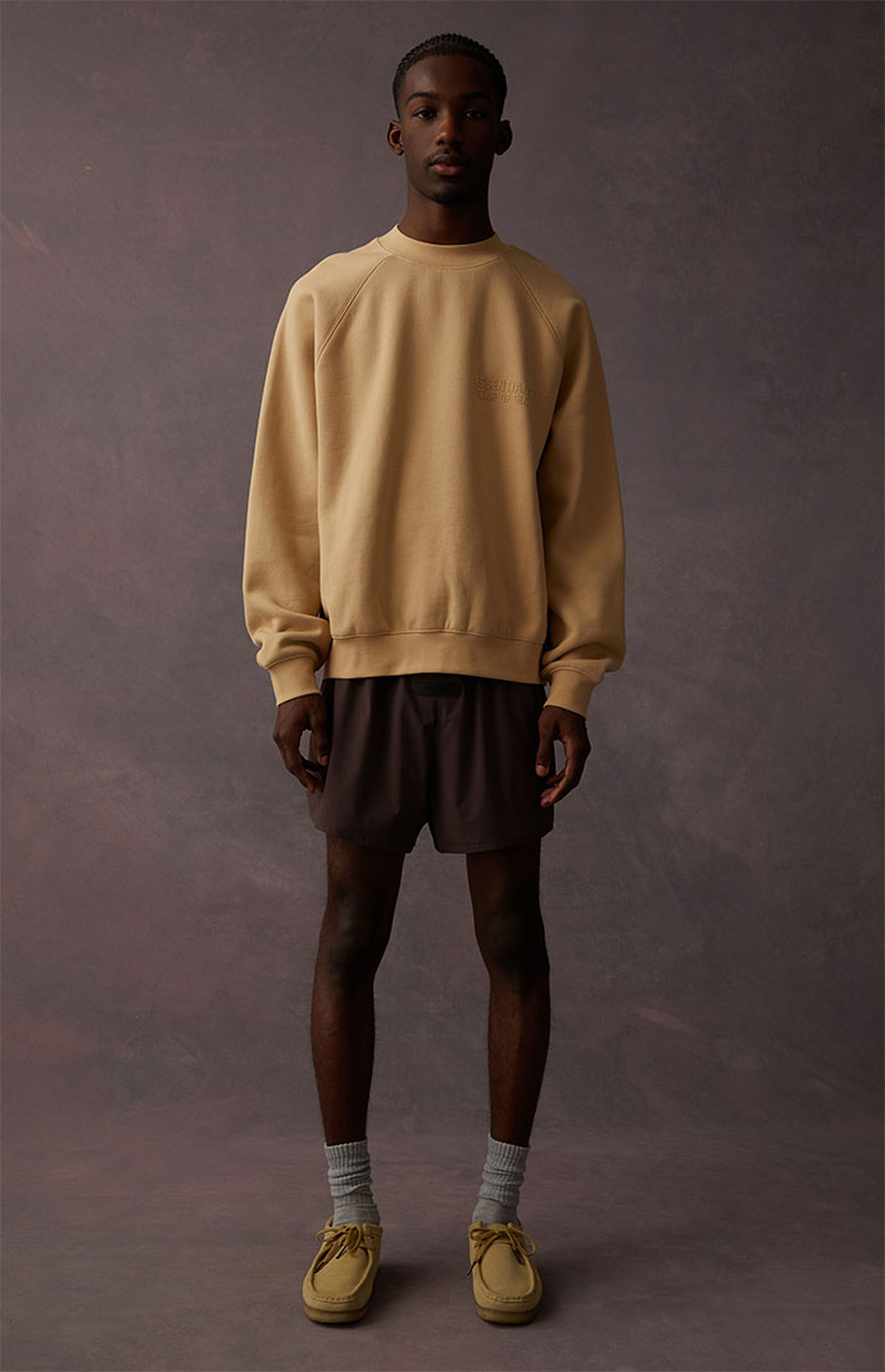 Fear of God Essentials Sand Crew Neck Sweatshirt | PacSun