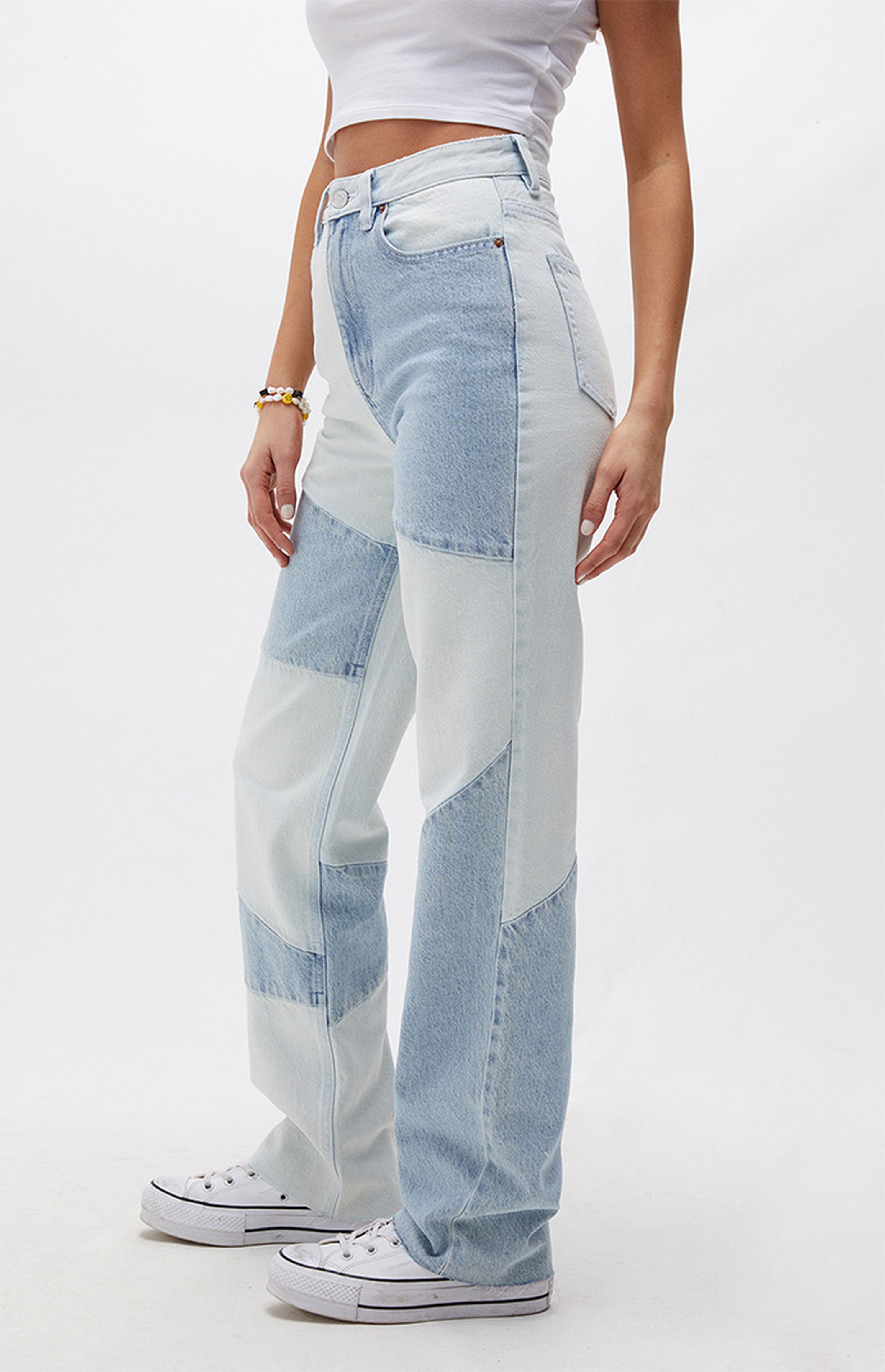 Pacsun Eco Two-Tone Patchwork Boyfriend Jeans | PacSun
