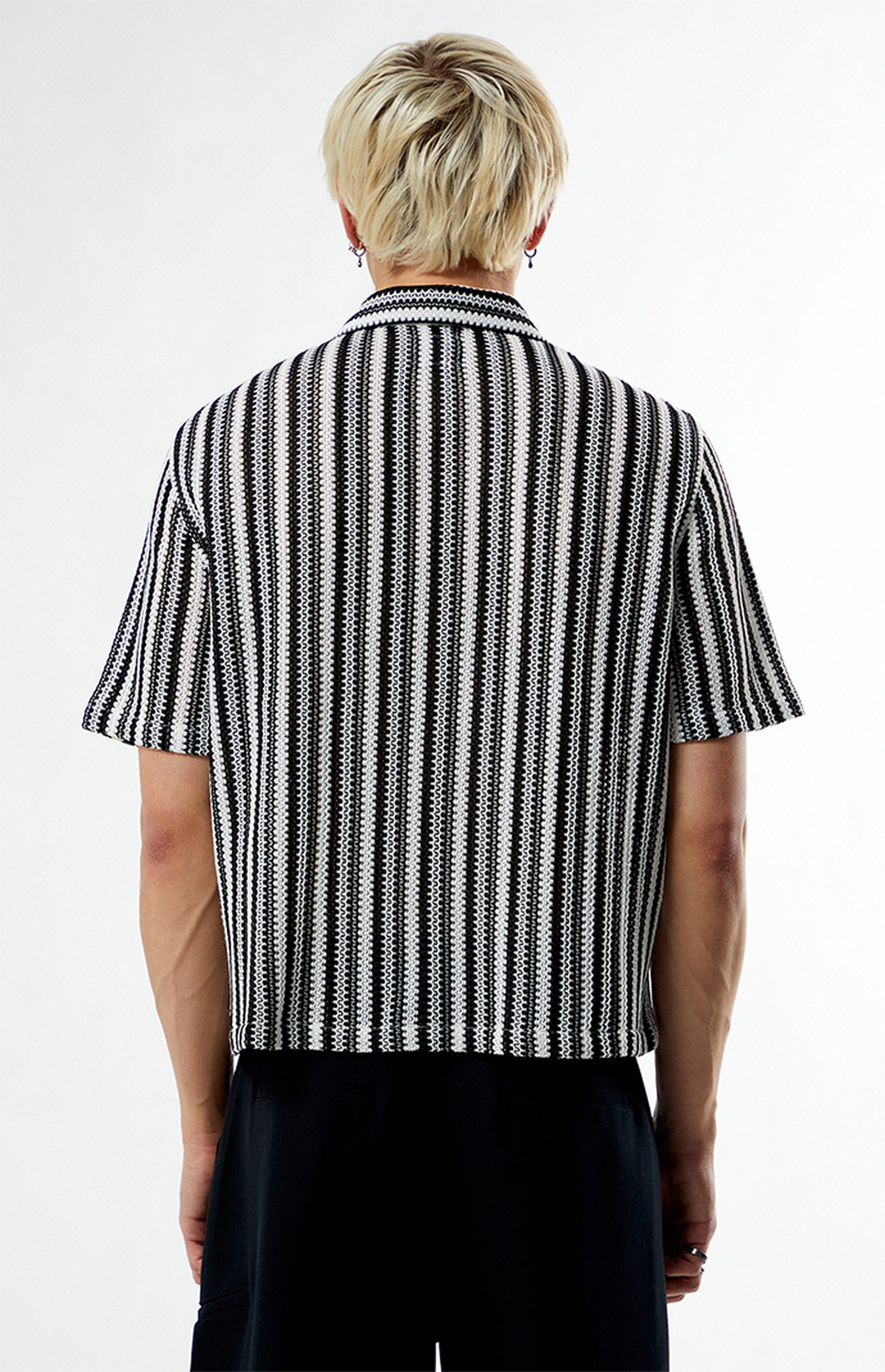 Pacsun Black Striped Whirl Weave Camp Shirt | Pacsun